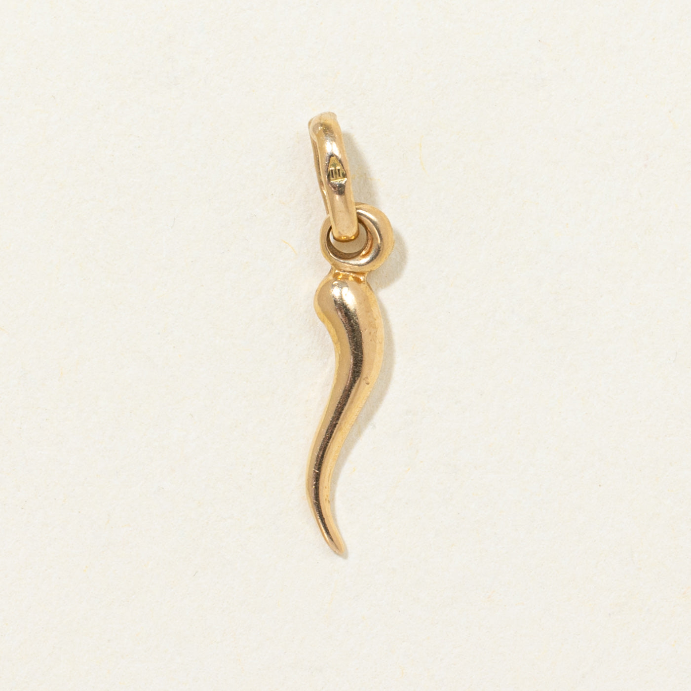 18K Yellow Gold Italian Cornicello Charm