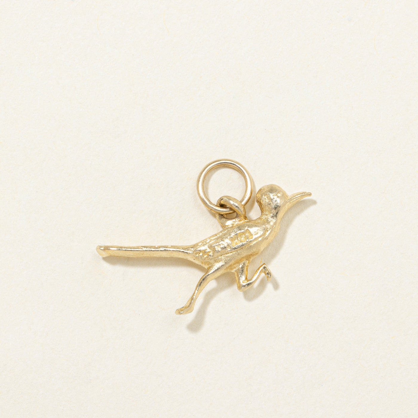 14K Yellow Gold Road Runner Bird Charm