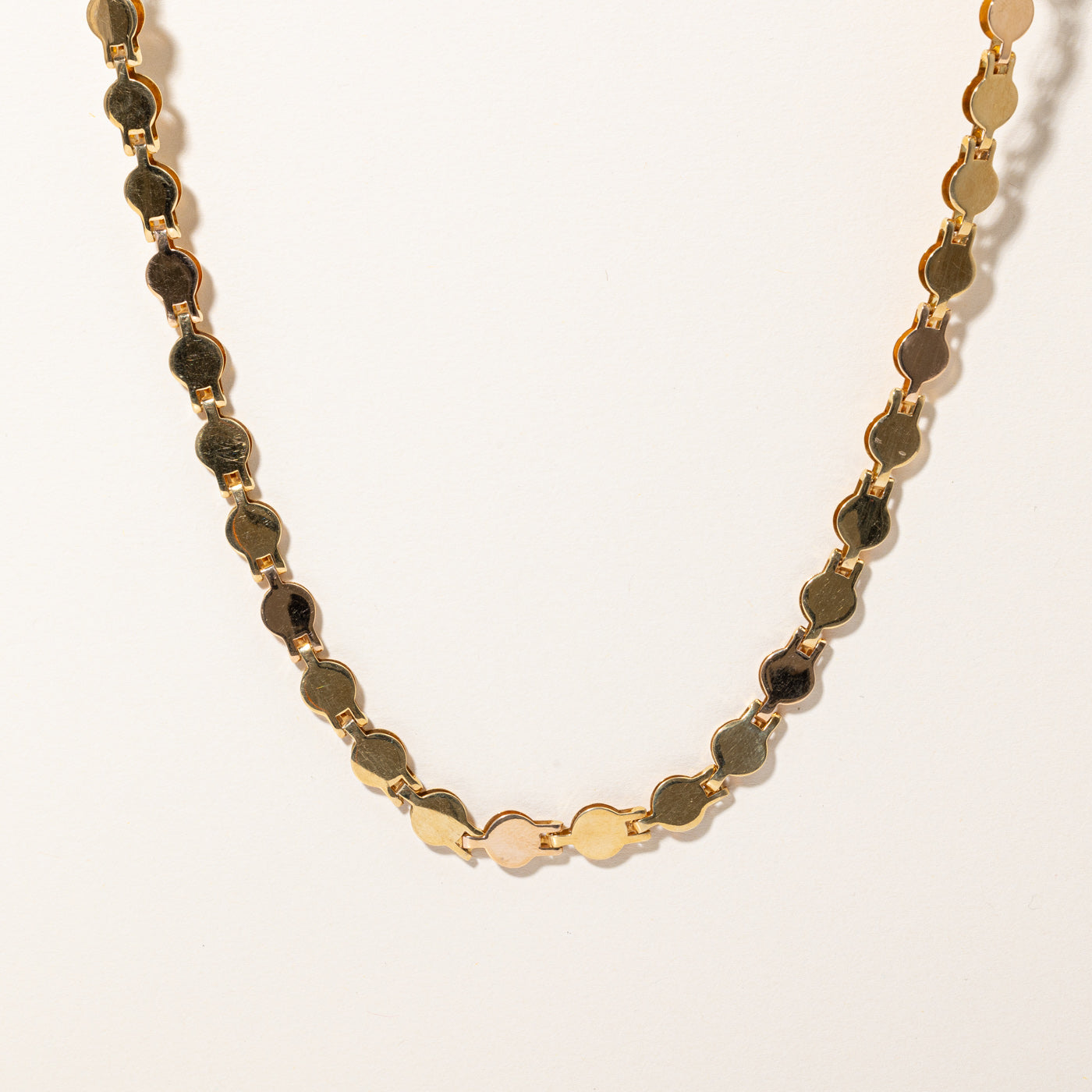 18k Two Tone Gold Circle Link Chain | 17"