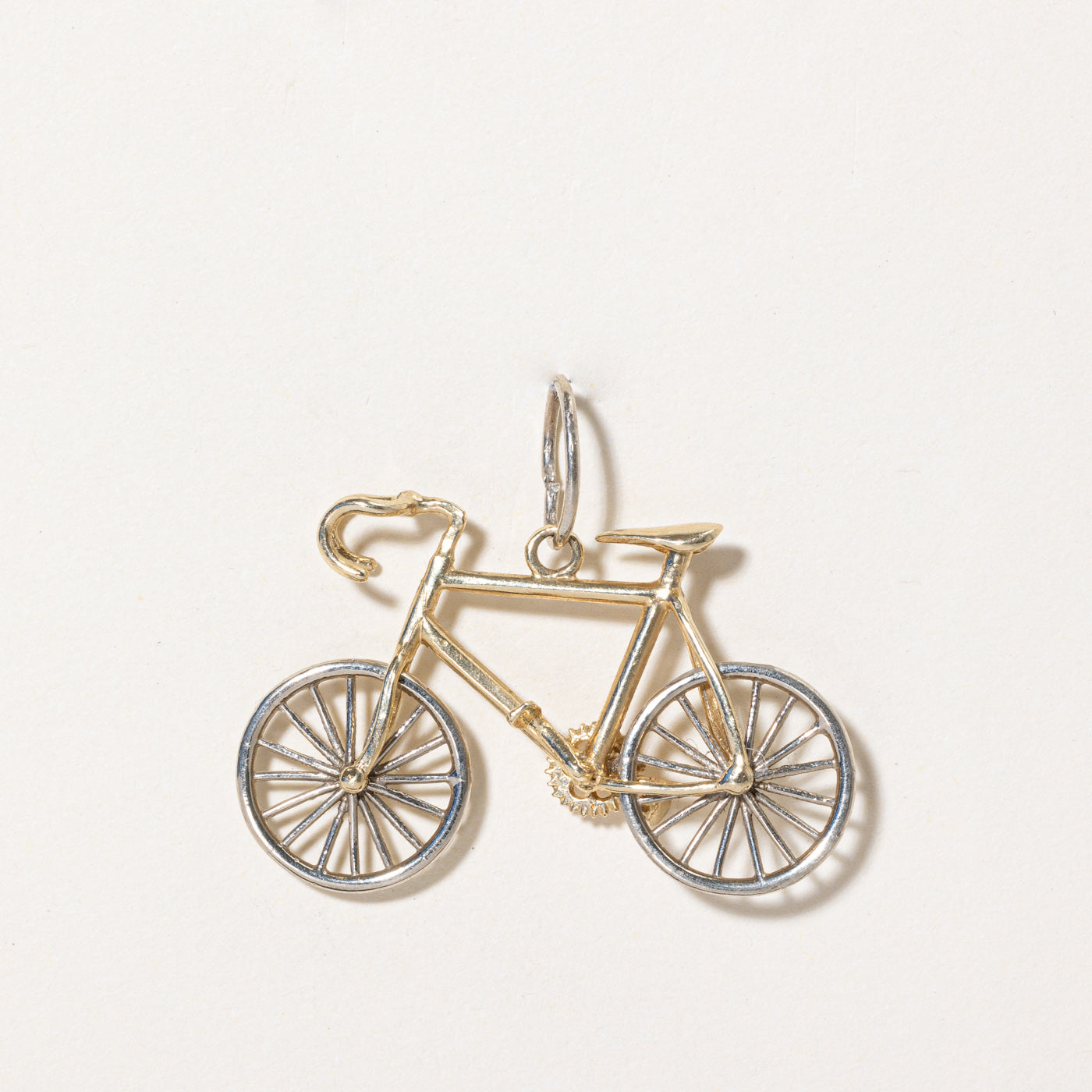14k Two Tone Gold Bicycle Charm