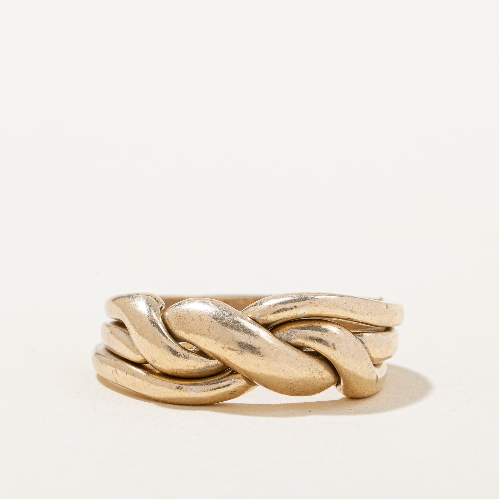 Vintage 10K White Gold Puzzle Ring | SZ 9.25