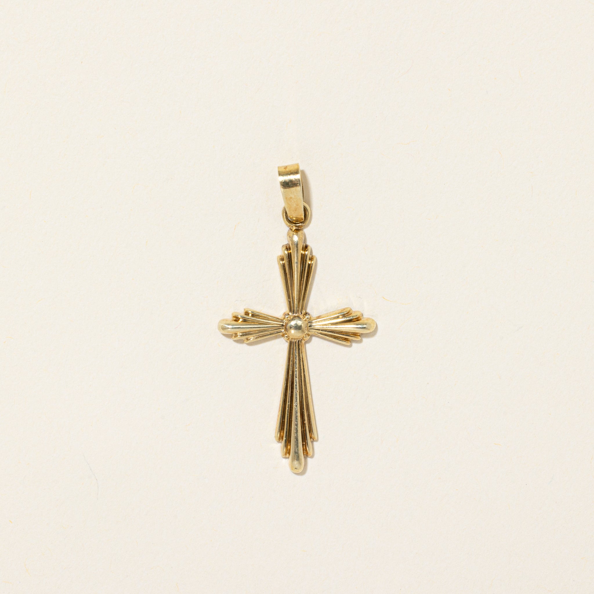 'Birks' 14k Yellow Gold Grooved Cross Pendant