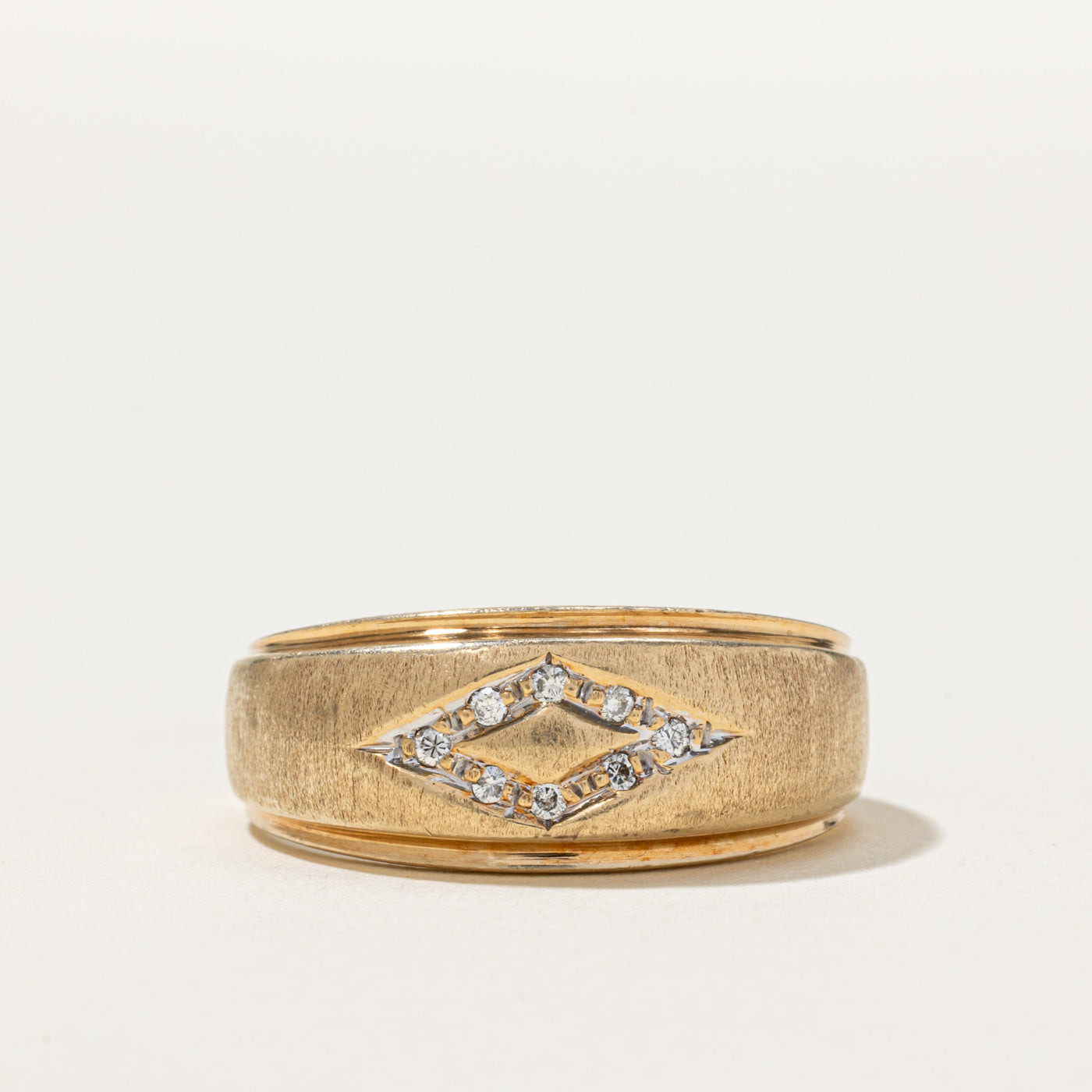 Diamond Rhombus Design Textured Band | 0.09ctw | SZ 10.5