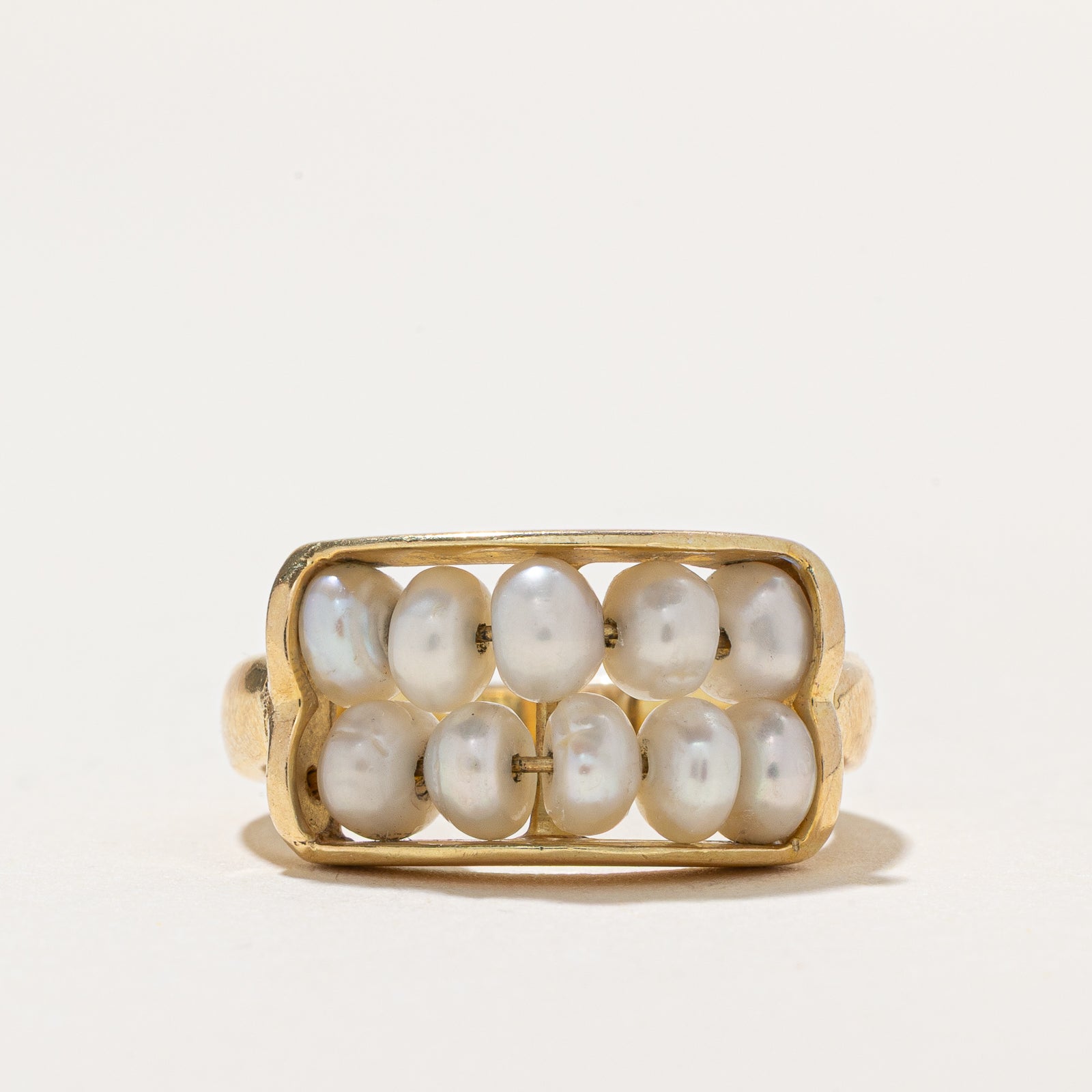 Double Row Button Pearl Ring | SZ 5.75