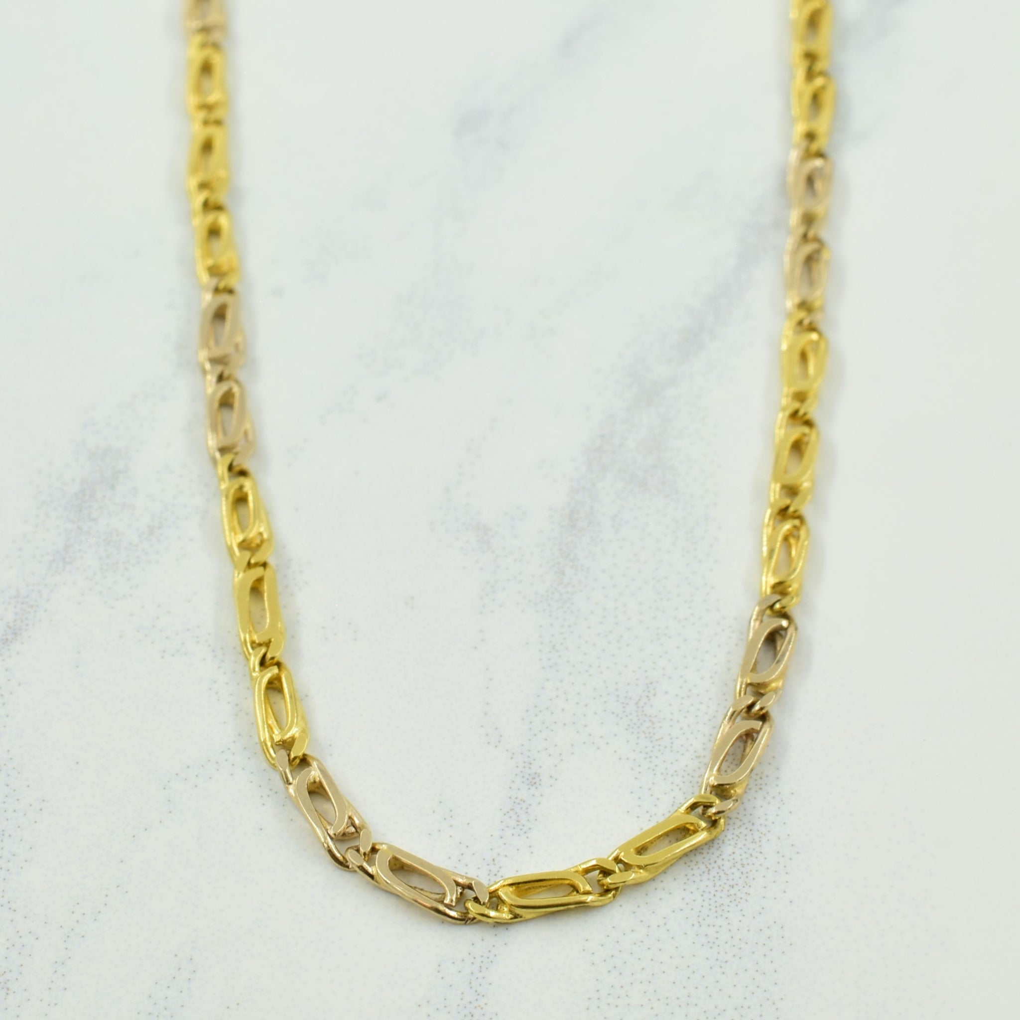 18k Yellow Gold Italian Hallmark Scroll Chain | 19.75"