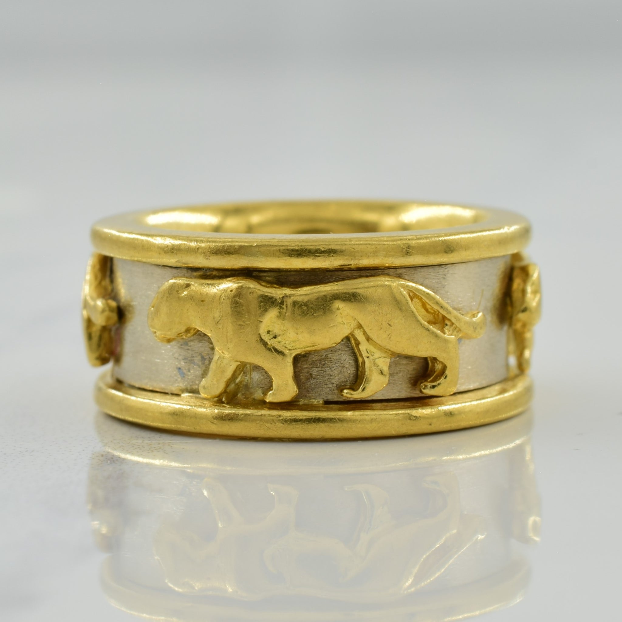 18k Two Tone Cougar Ring | SZ 5.25