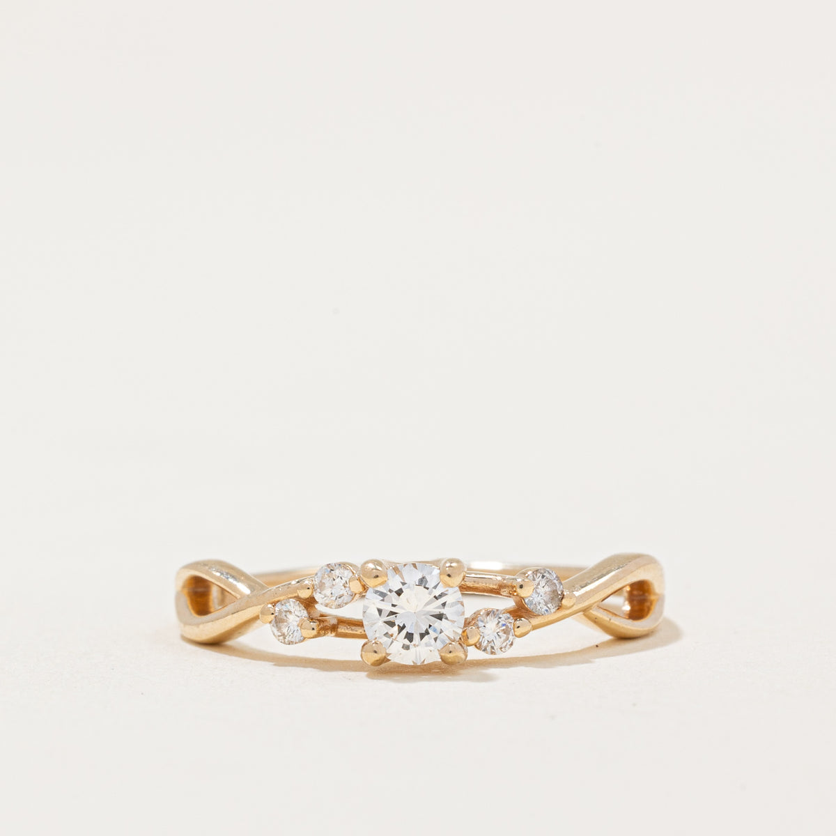 Diamond Accented Cross Over Ring | 0.26ctw | SZ 4.5