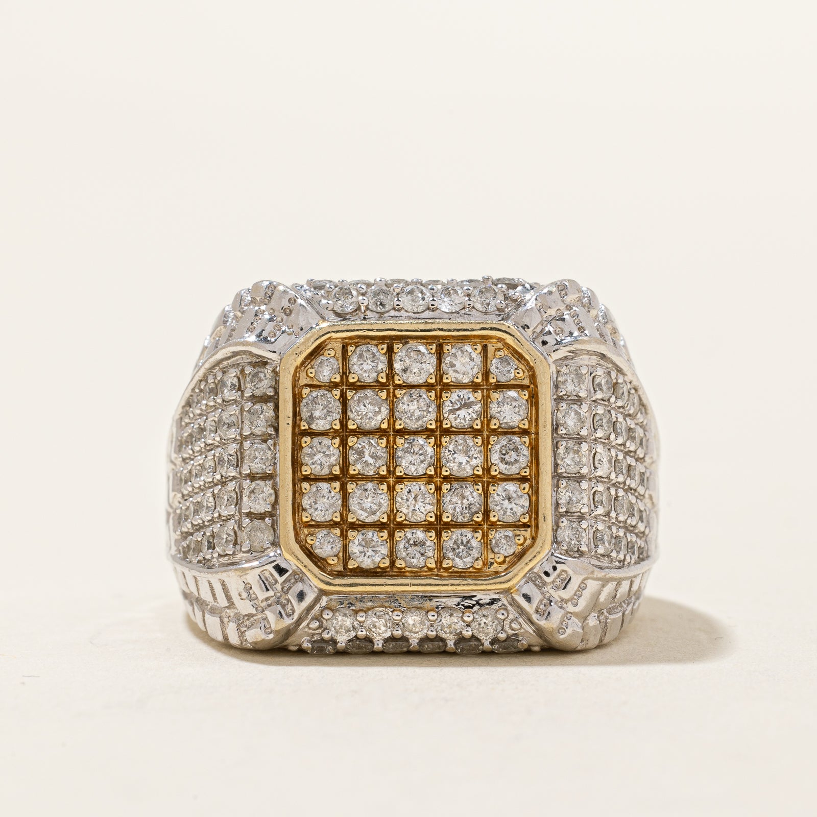 Diamond Grid Signet Ring | 1.38ctw | SZ 10