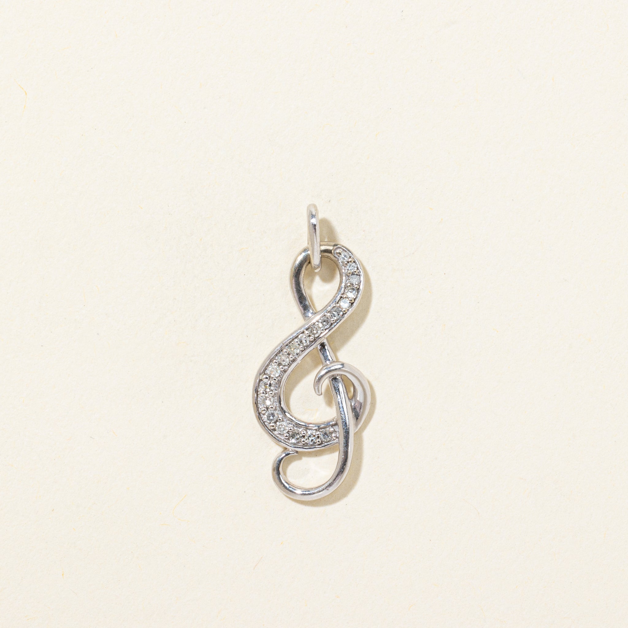 White Gold Diamond Treble Clef Charm | 0.12ctw