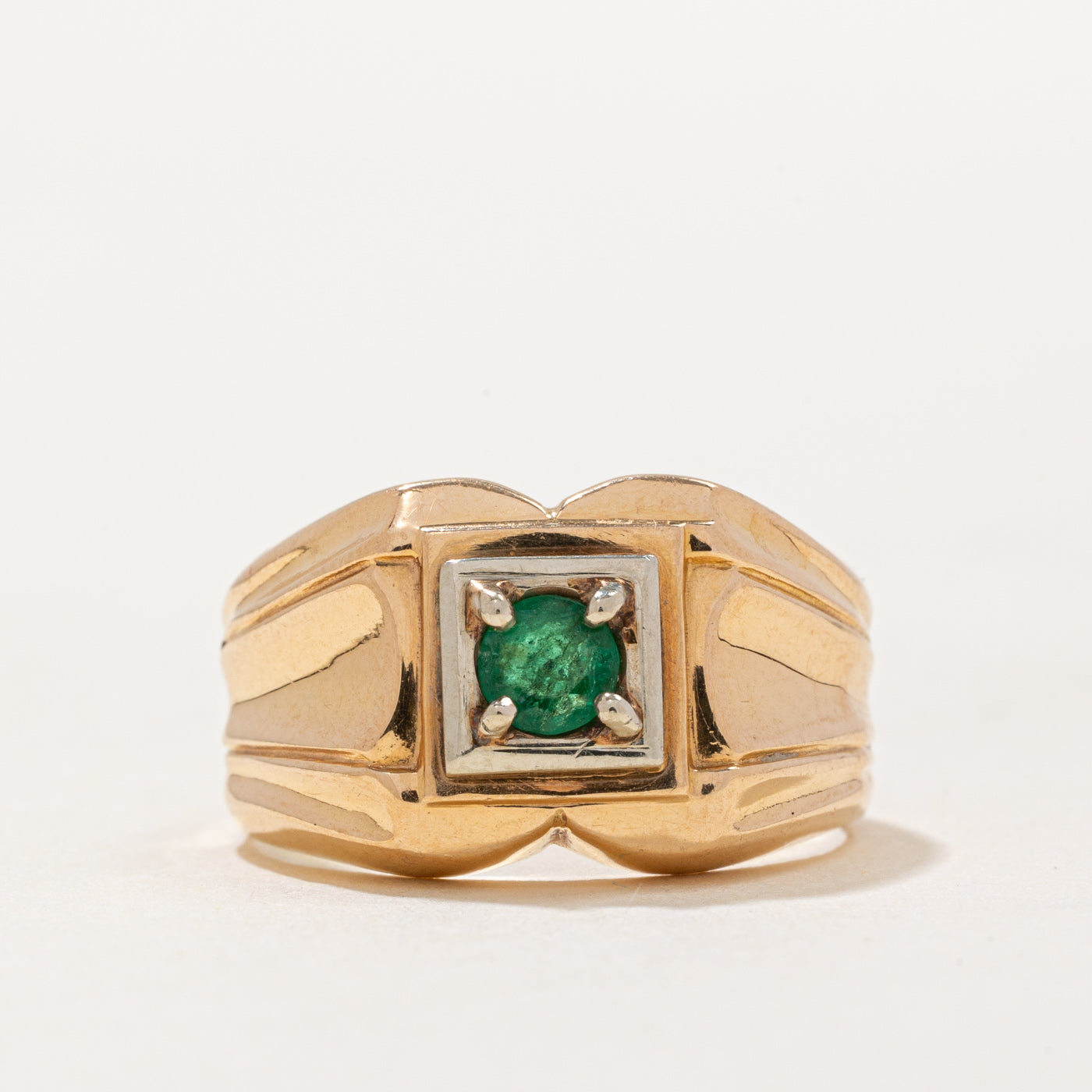 Emerald Pinched Band Ring | 0.25ct | SZ 7.5