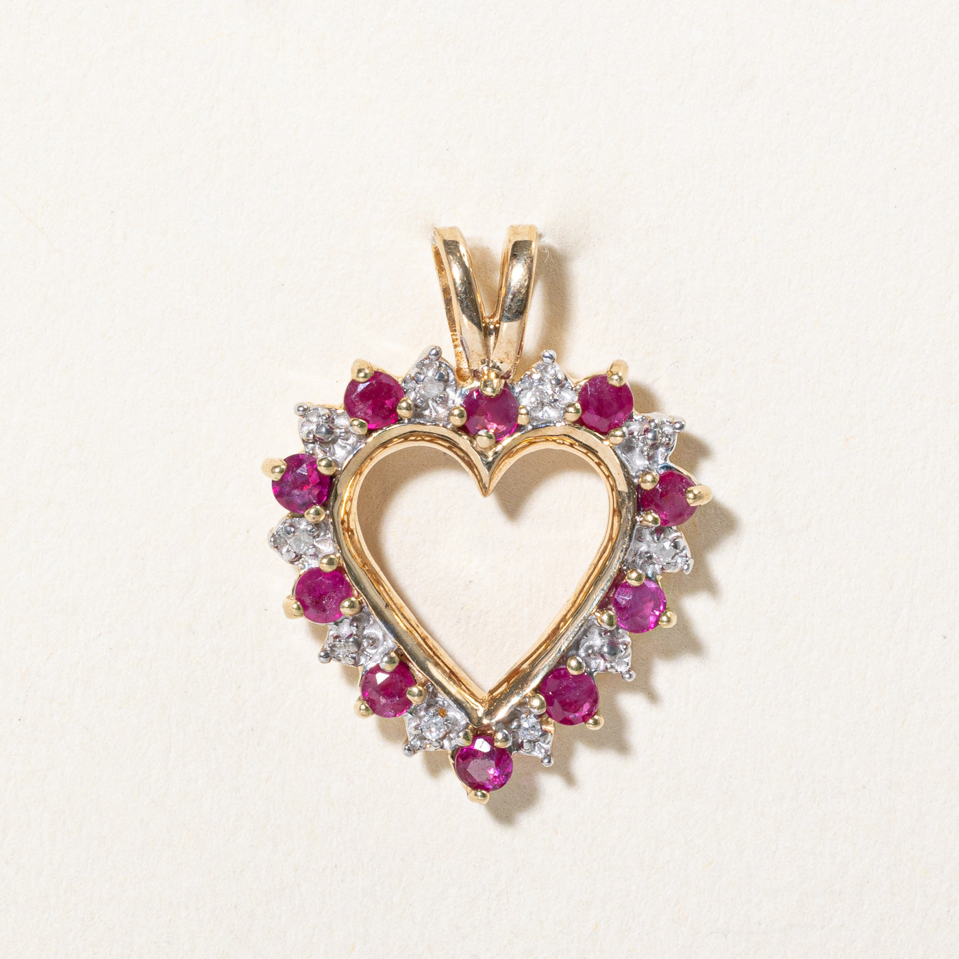 Ruby & Diamond Heart Pendant | 0.60ctw, 0.03ctw