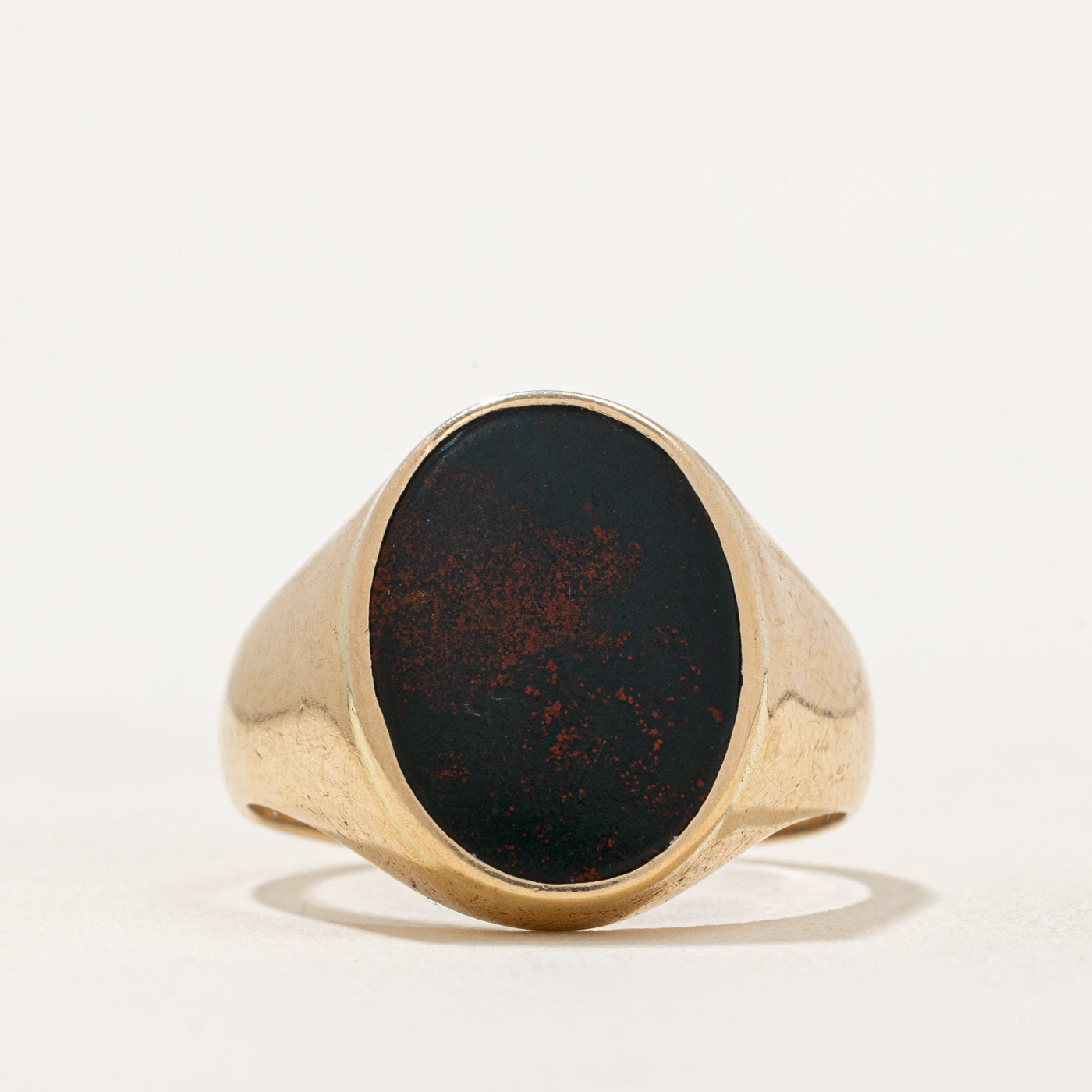 Oval Cut Bloodstone Signet Ring | 4.00ct | SZ 8.75