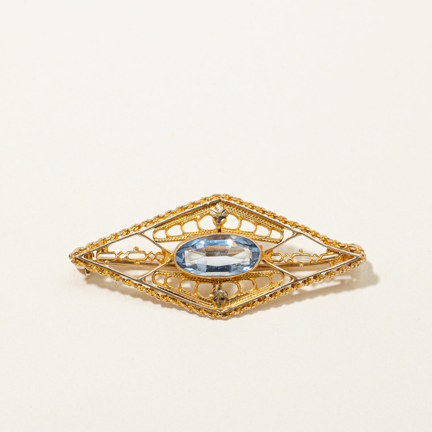 Blue Glass Paste Openwork Brooch | 0.20ct