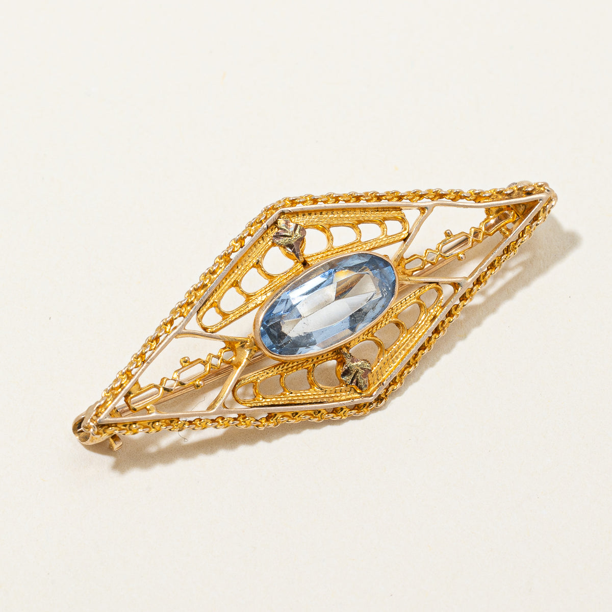 Blue Glass Paste Openwork Brooch | 0.20ct