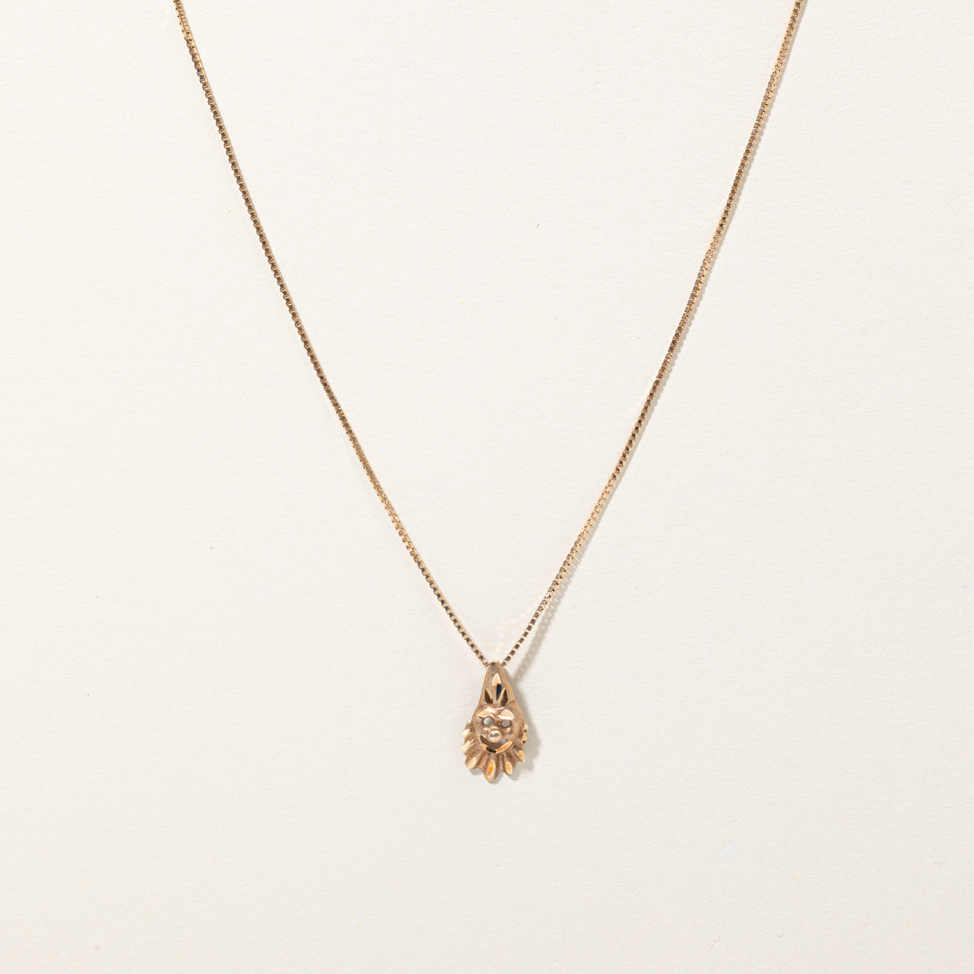 10k Yellow Gold Clown Pendant & Necklace | 20"