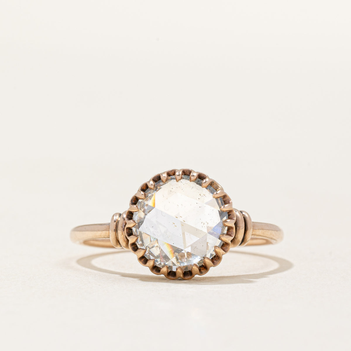 2.14ct GIA-graded Antique Rose Cut Natural Diamond Ring | 2.14ct SI1 J