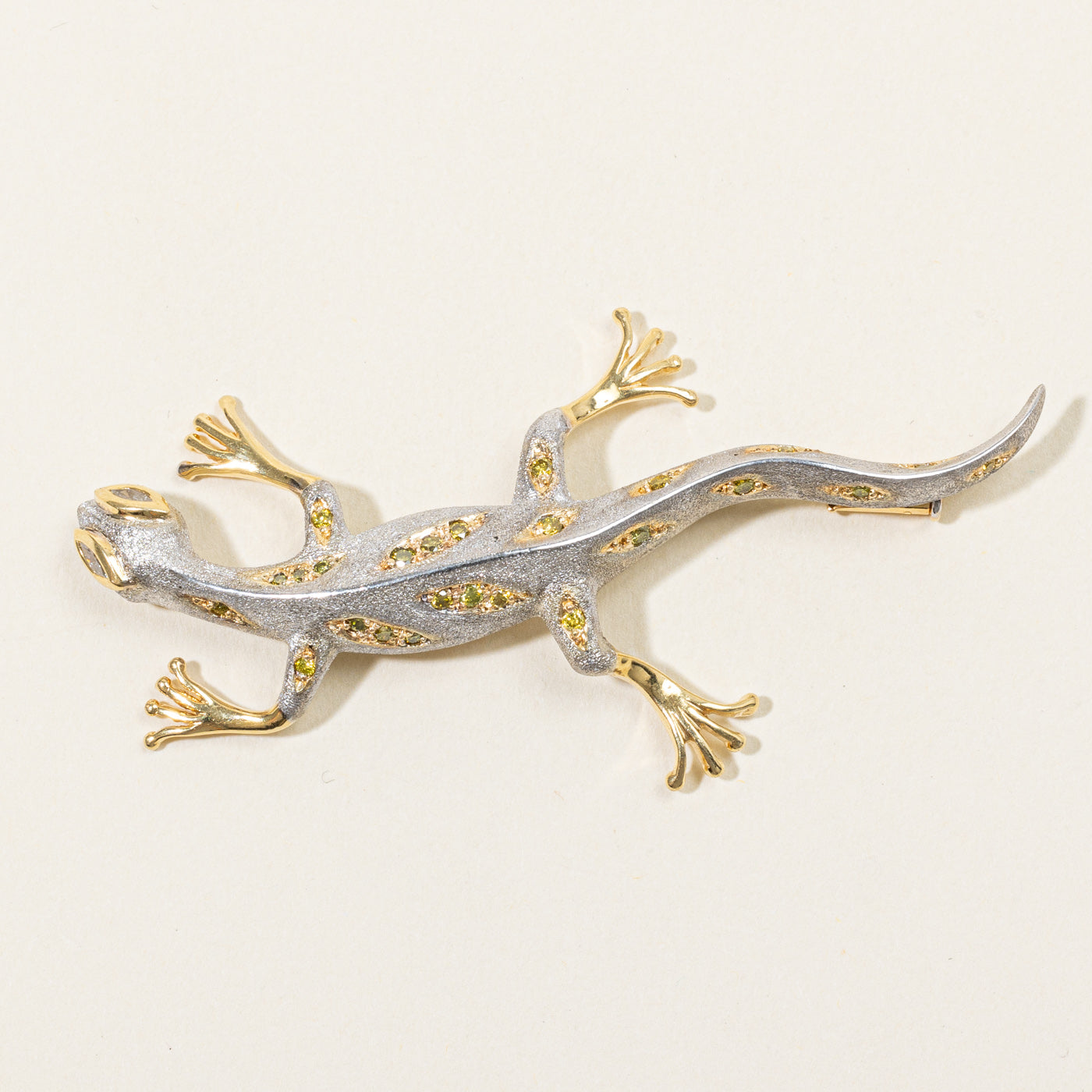 Deamori' Yellow & White Diamond Lizard Brooch | 0.23ctw, 0.05ctw