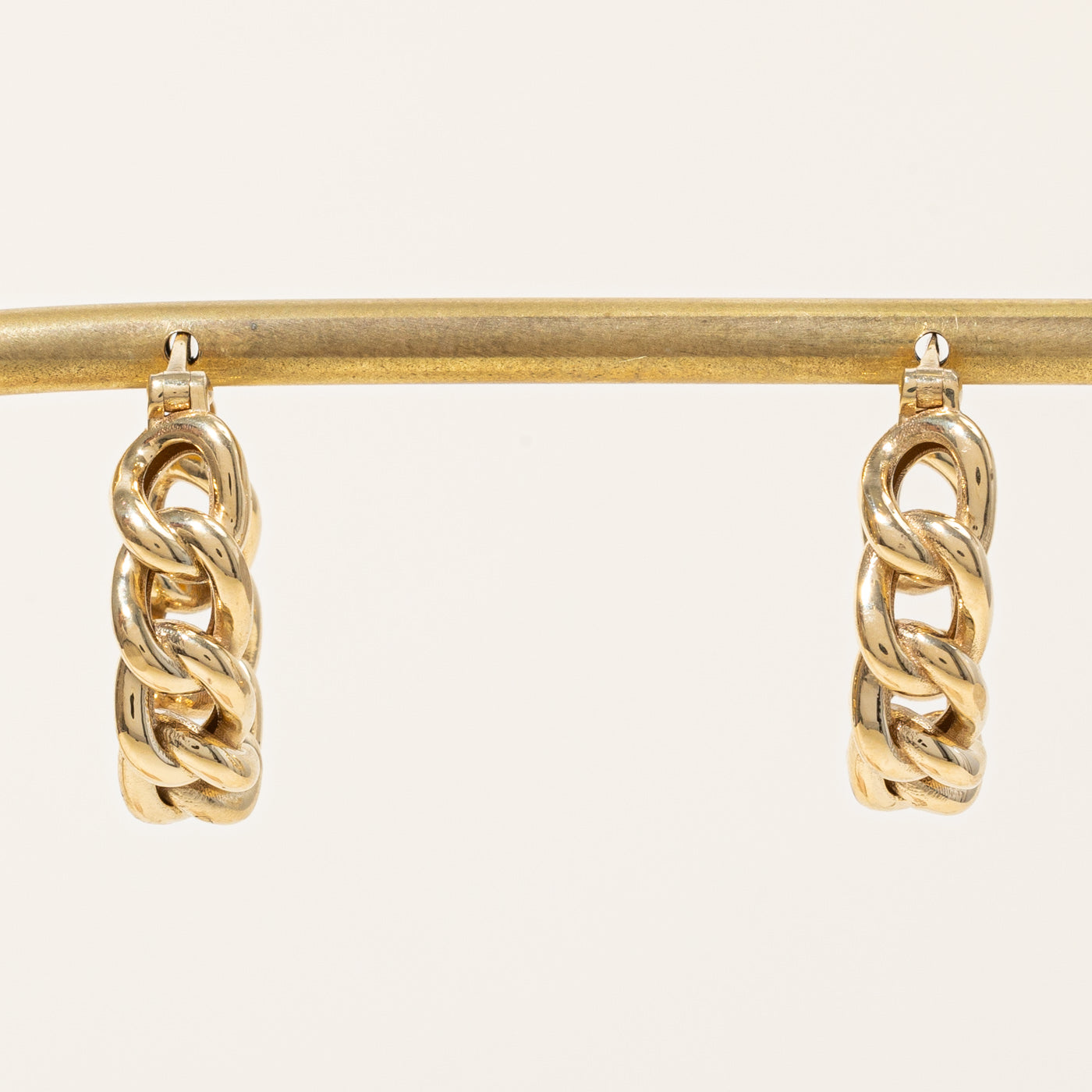 18k Yellow Gold Chain Link Hoop Earrings