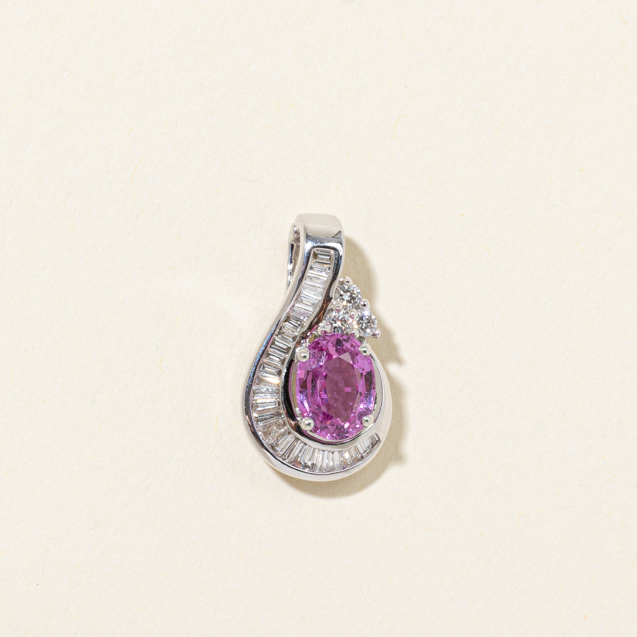Unheated Reddish-Purple Sapphire & Diamond Waterfall Pendant | 1.22ct