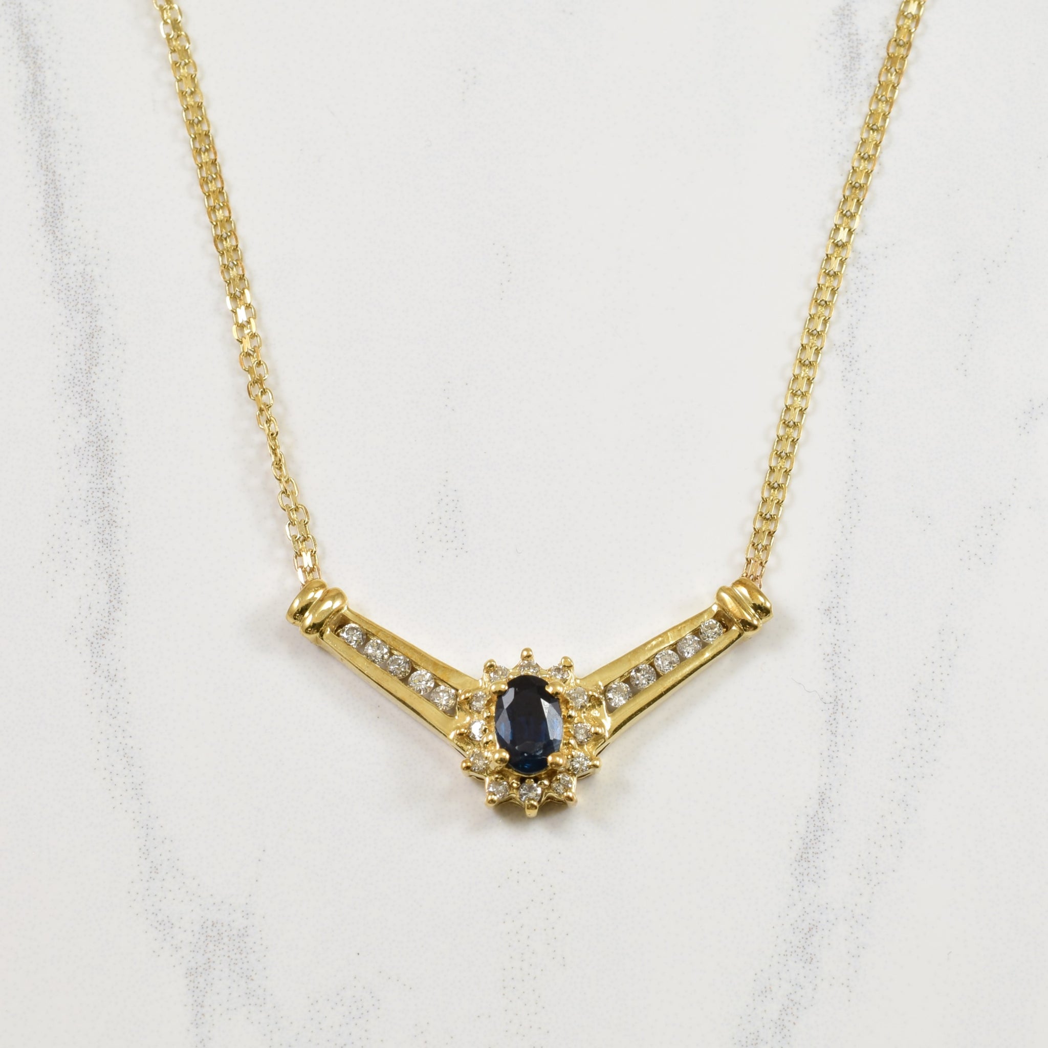 Blue Sapphire & Diamond Necklace | 0.22ctw, 0.50ct | 18"