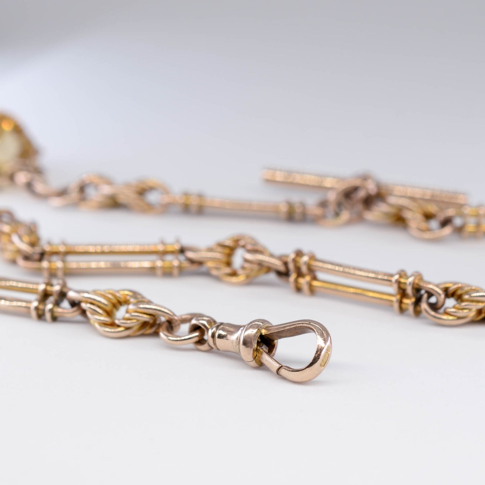 1883 Hallmarked 9k Yellow Gold Watch Fob Chain with Citrine Seal Fob