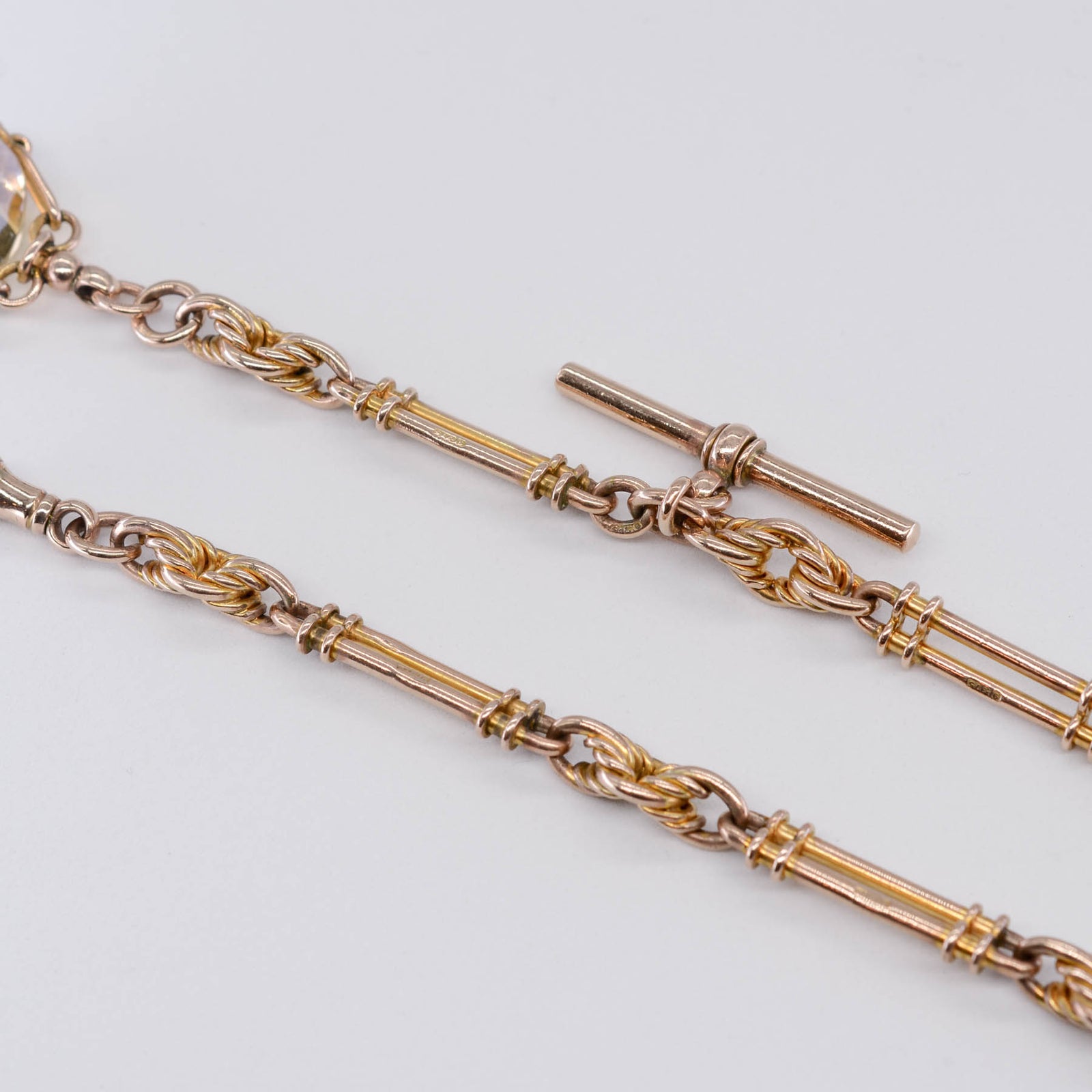 1883 Hallmarked 9k Yellow Gold Watch Fob Chain with Citrine Seal Fob