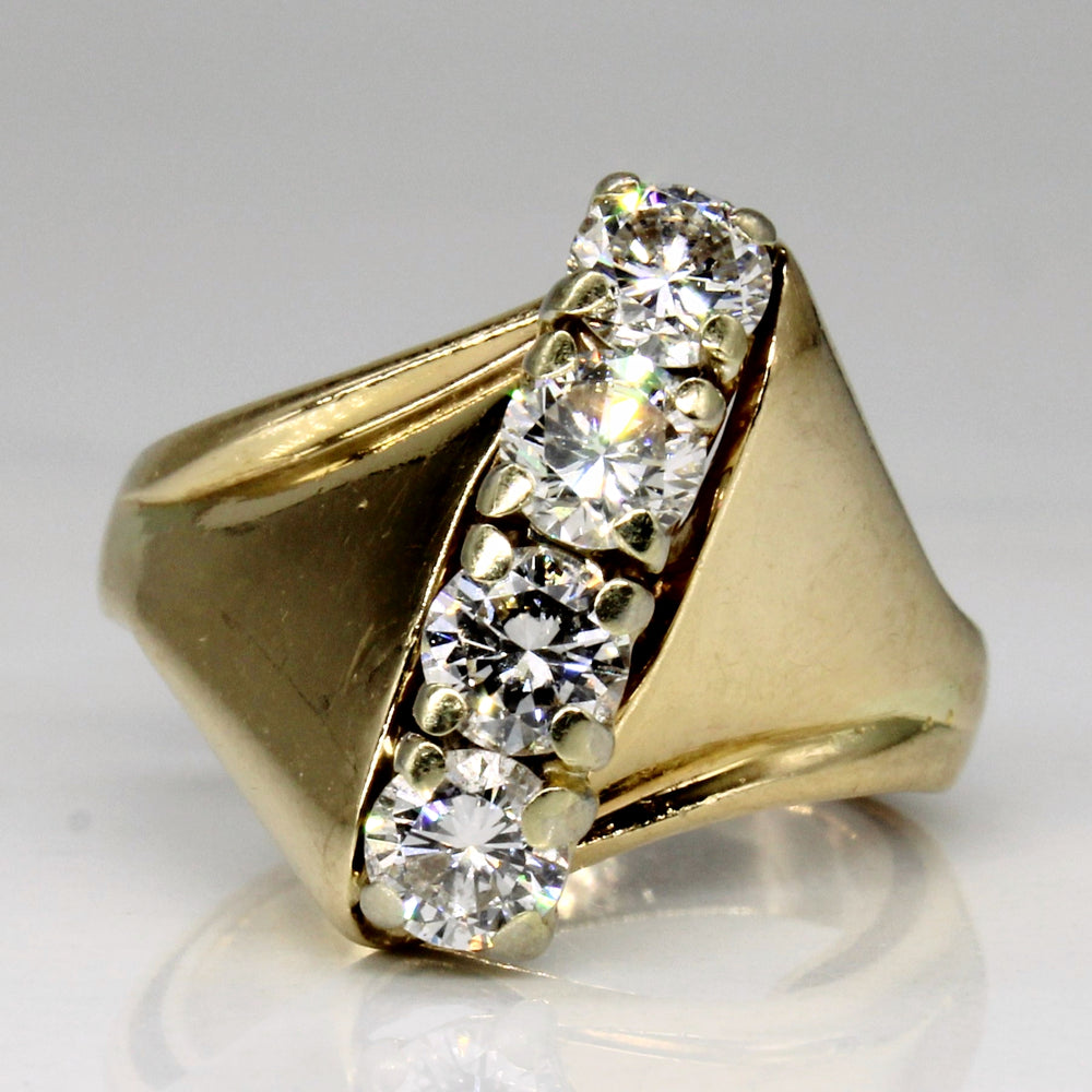 Unique Channel Set Diamond Chevron Ring | 0.39 ctw, SZ 6.25