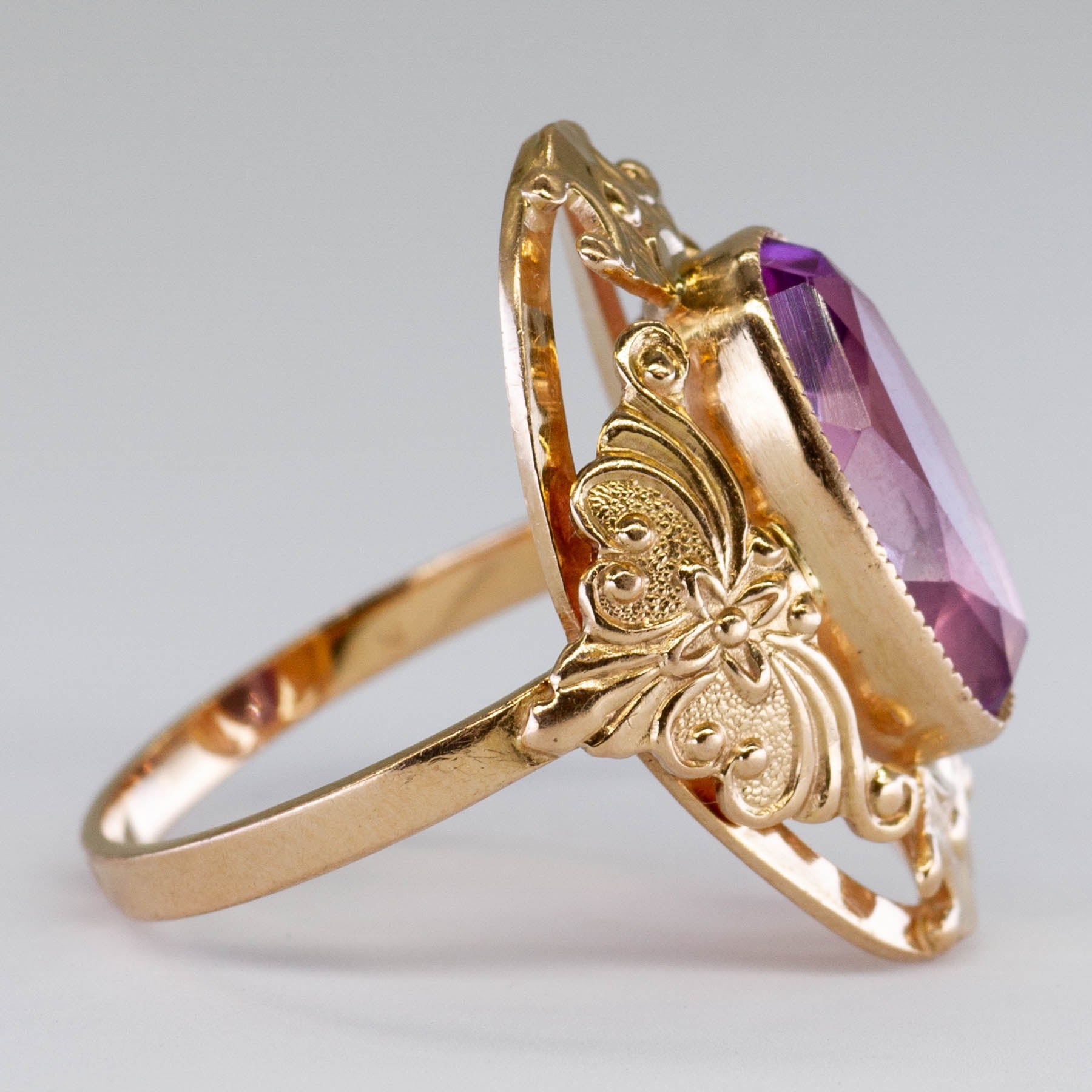 Synthetic Pink Sapphire Cocktail Ring | 4.13ct | SZ 8.75 | – 100 Ways