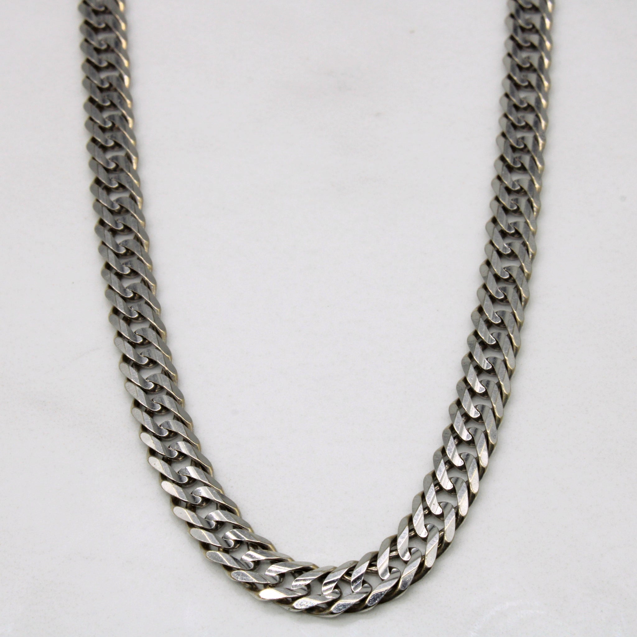 14k White Gold Cuban Link Chain | 22"