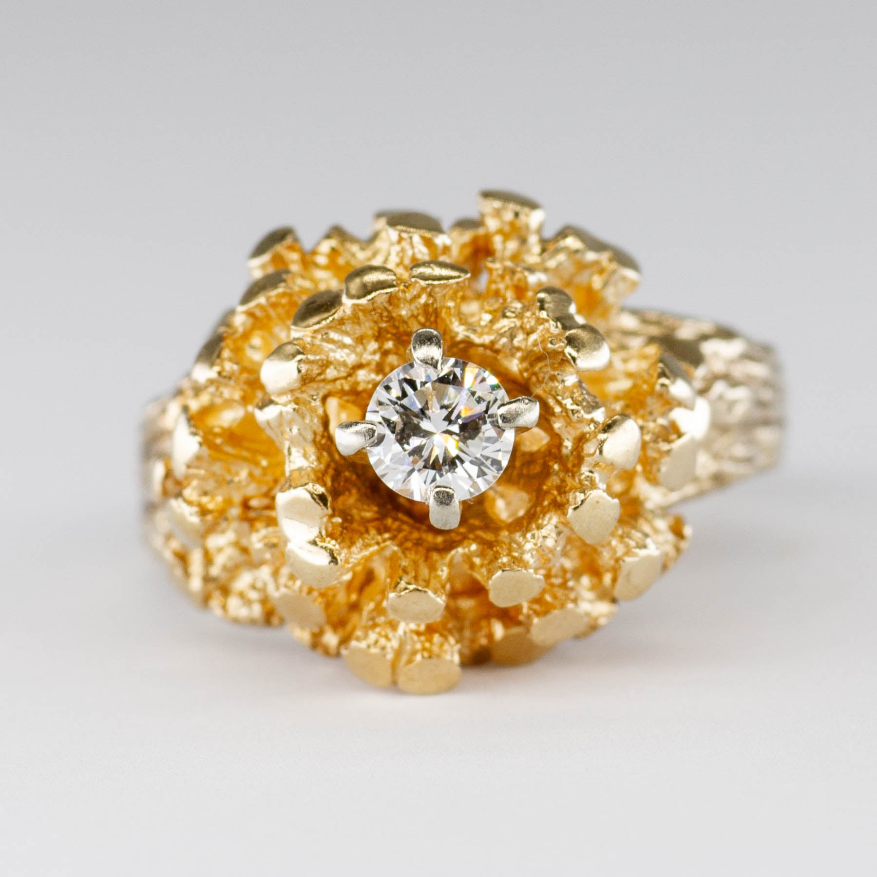 High Set Solitaire Diamond Textured Ring | 0.26ct | SZ 6 | – 100 Ways