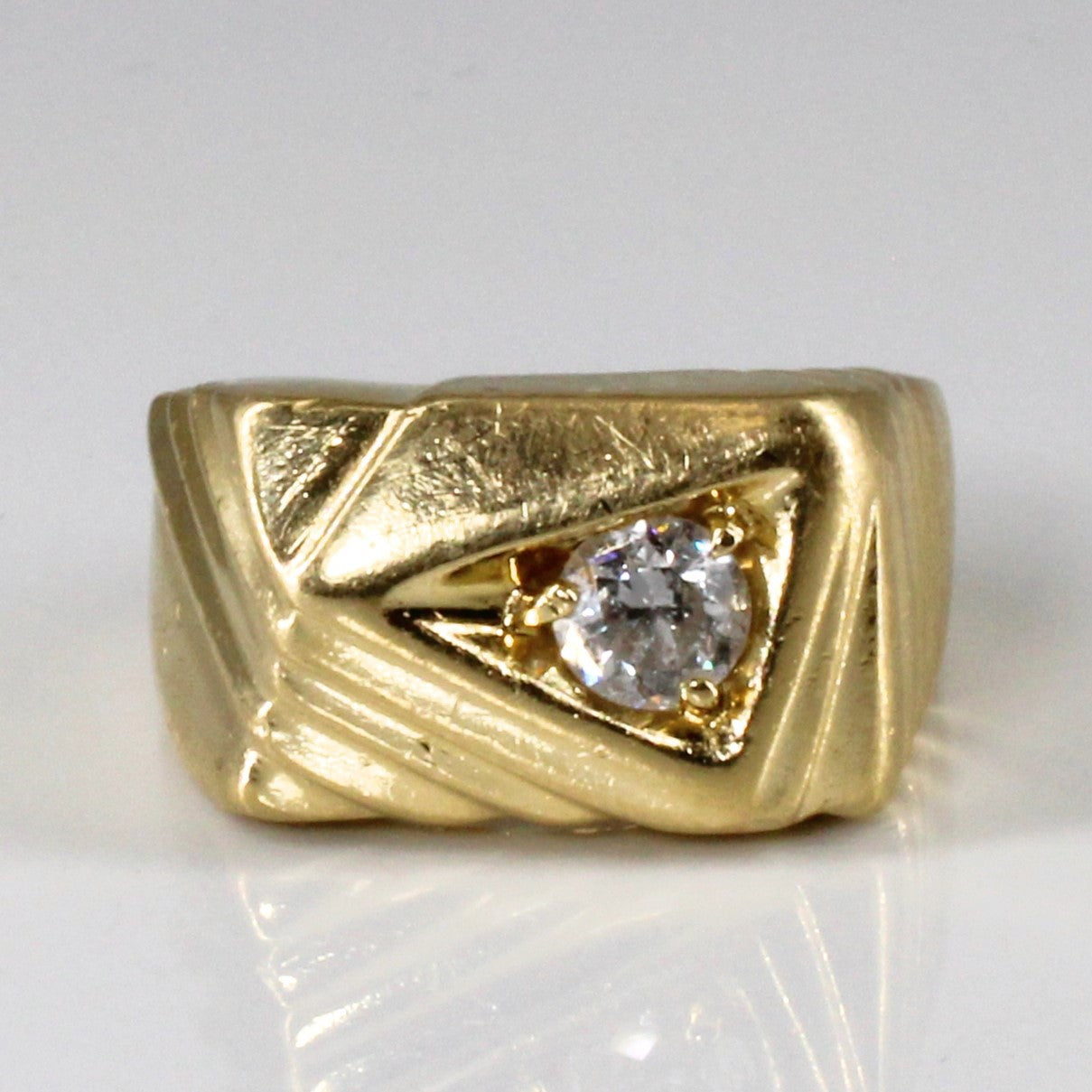 Solitaire Diamond Textured Signet Ring | 0.52ct | SZ 8.75 | – 100 Ways