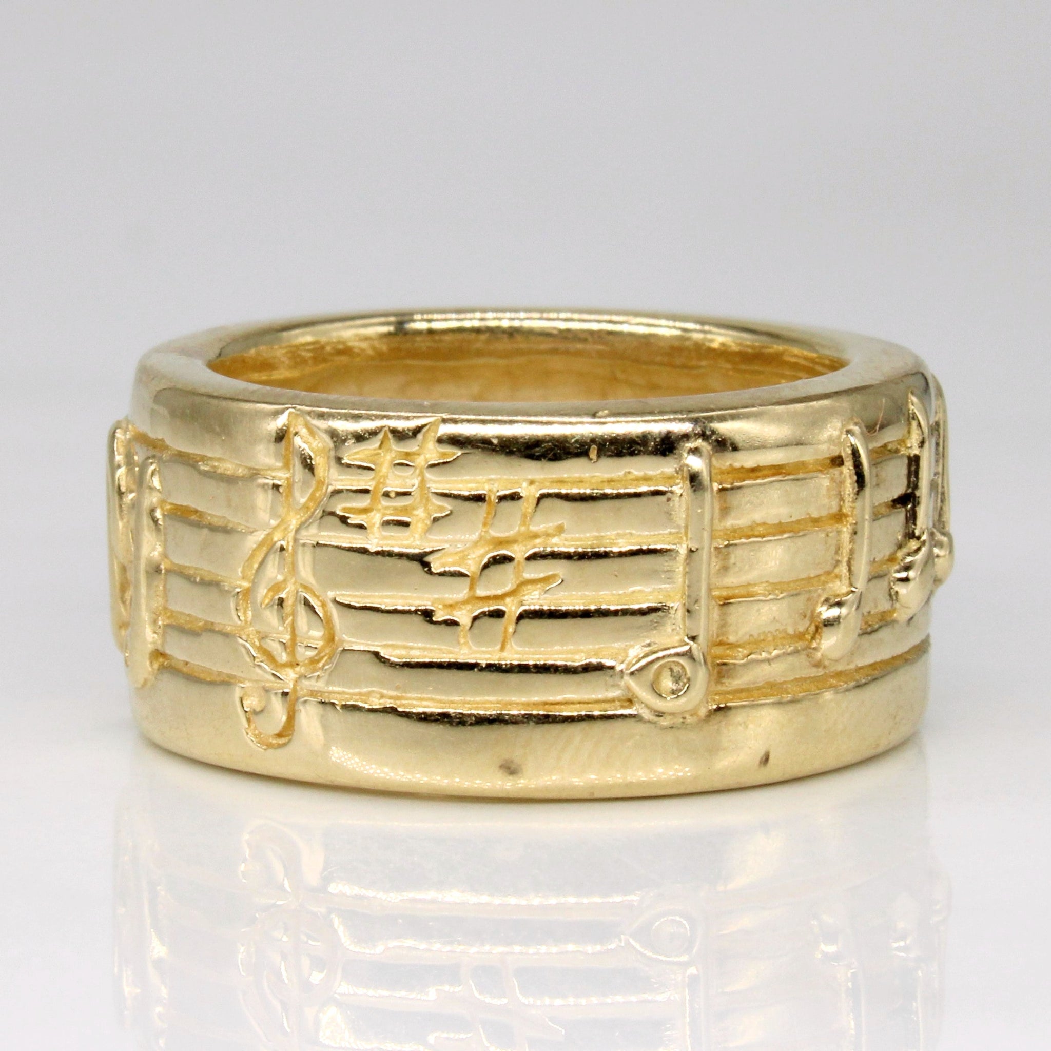 14k Yellow Gold Musical Note Ring | SZ 8