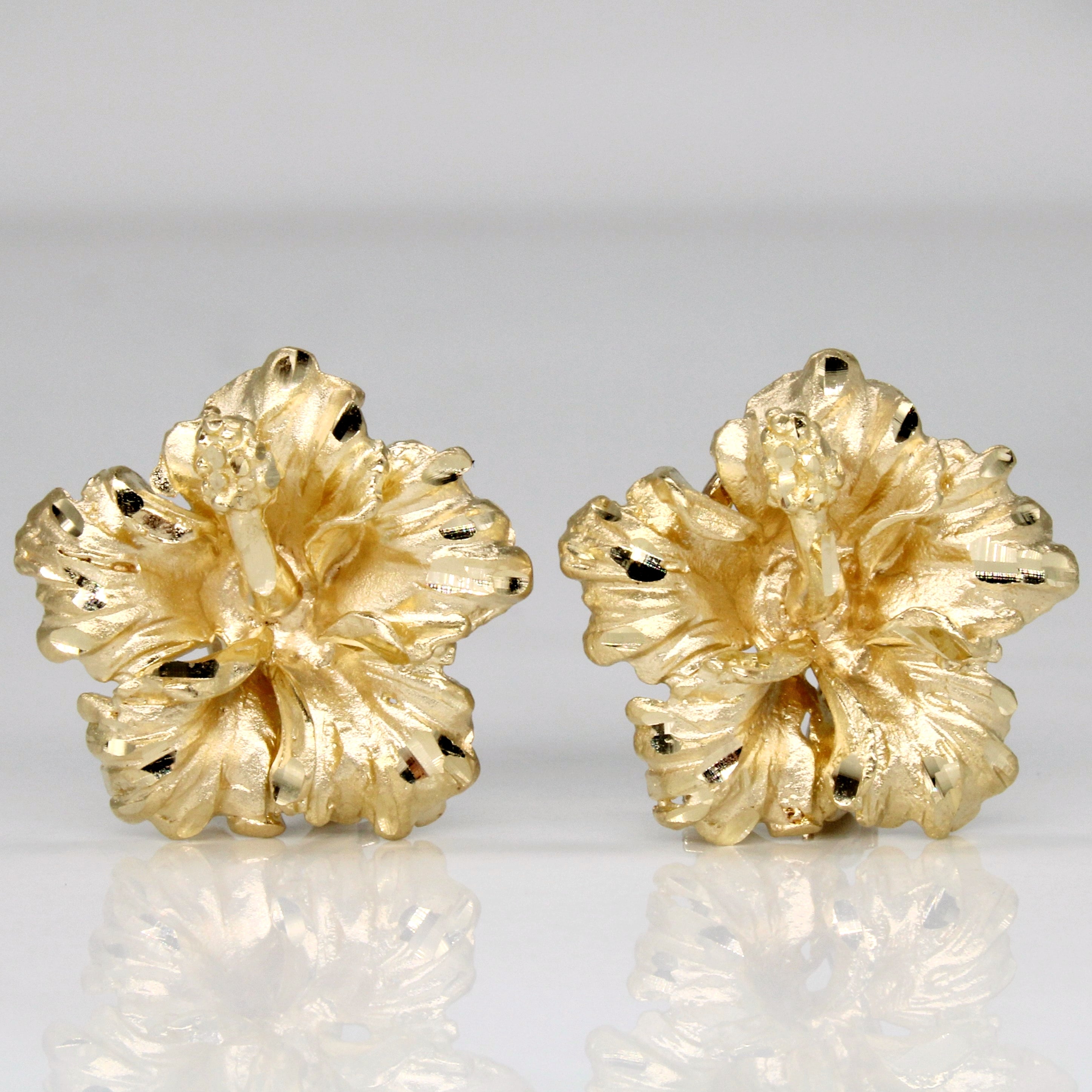 14k yellow gold flower earrings store