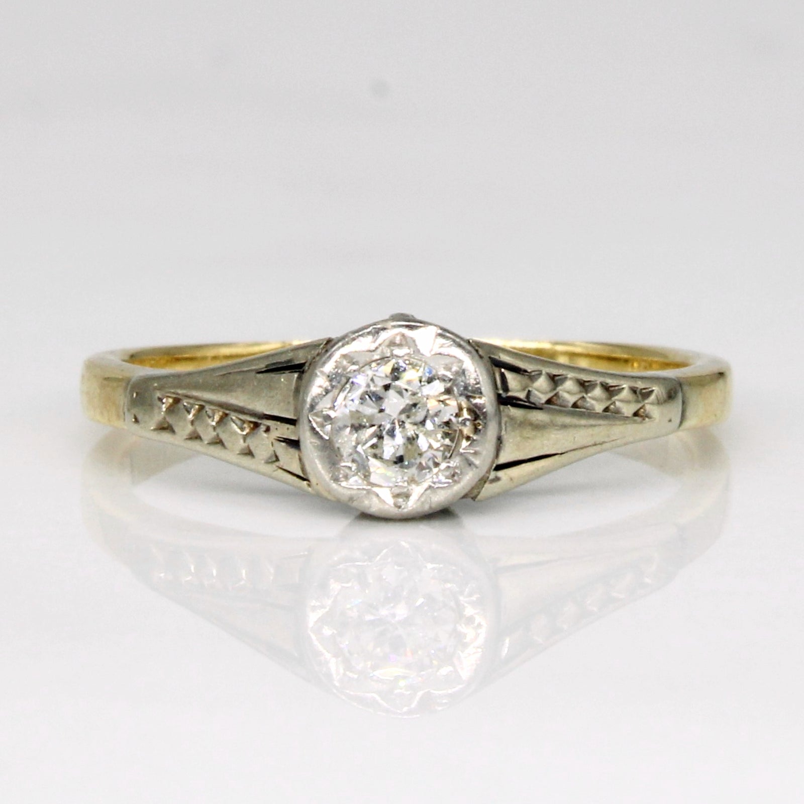Vintage Bezel Set Diamond Ring in 18k with Platinum Setting | 0.12ct