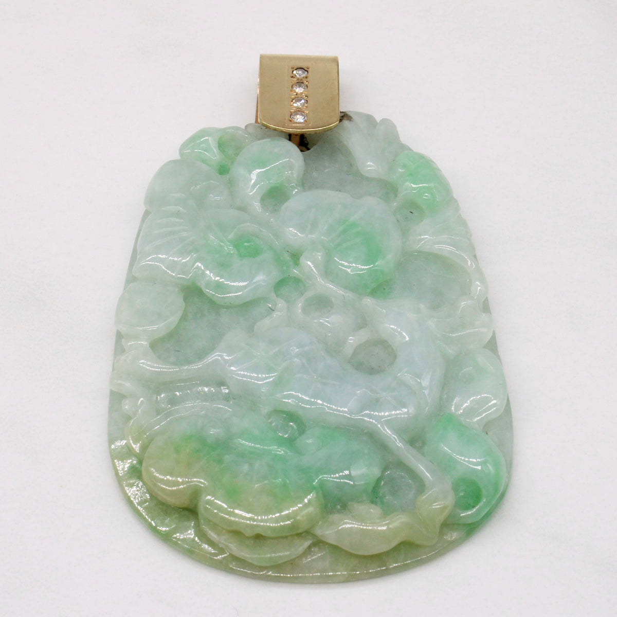 Jadeite & Diamond Large Pendant | 125.00ct, 0.08ctw