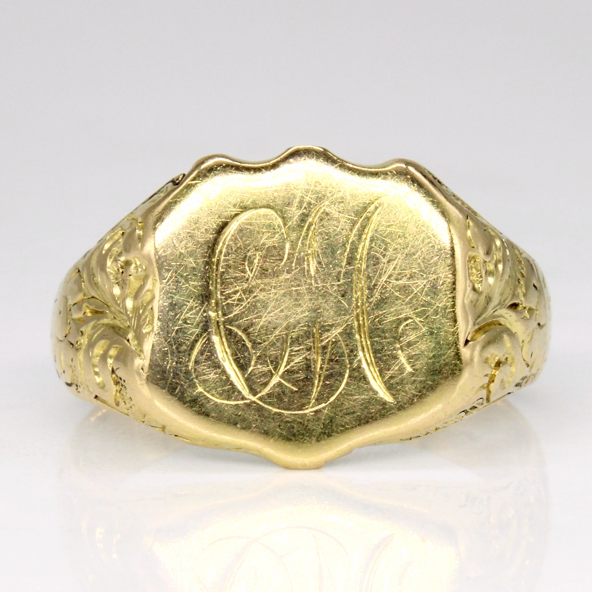 14k Yellow Gold Faded Initial Ring | SZ 9