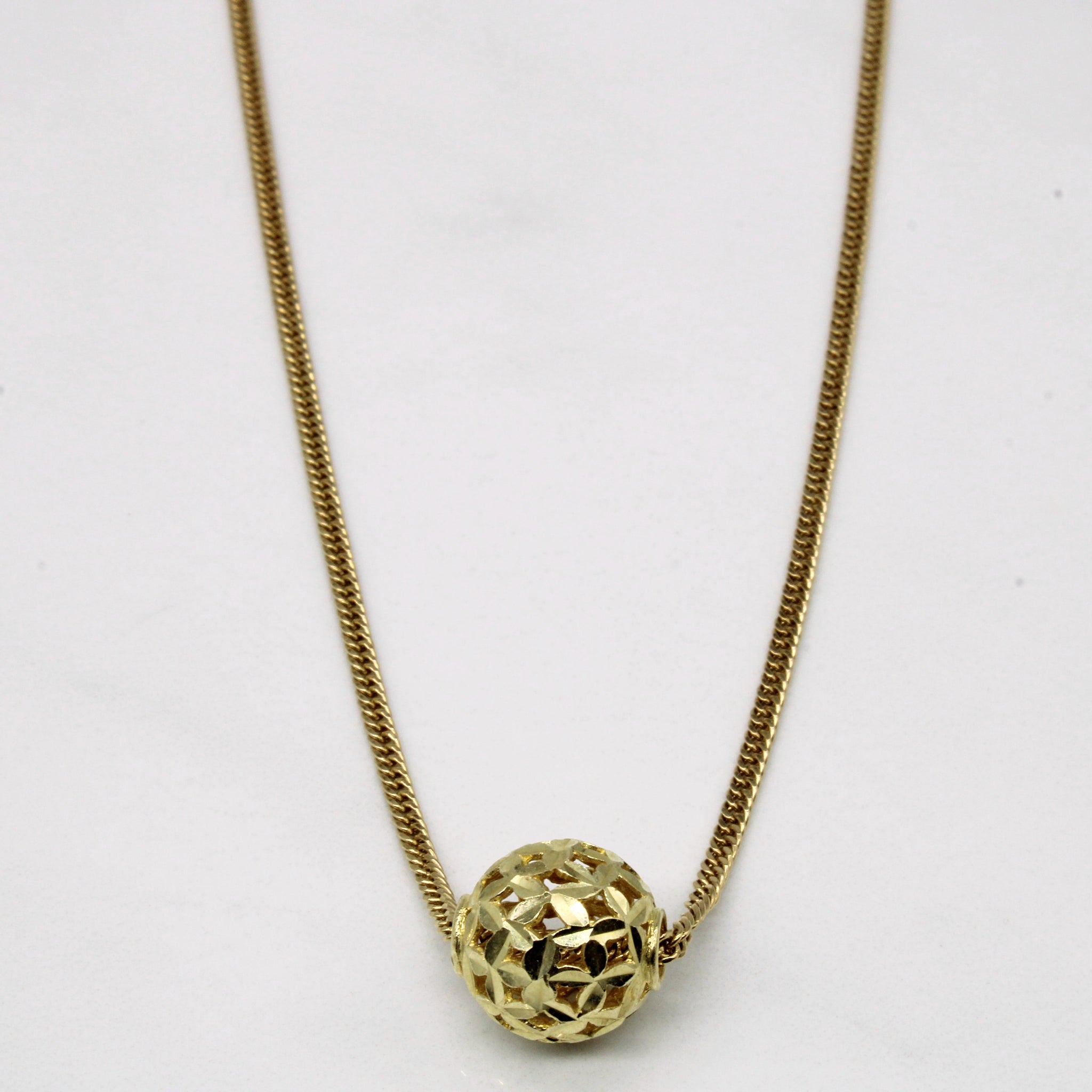 10k Yellow Gold Lattice Sphere Necklace | 18"