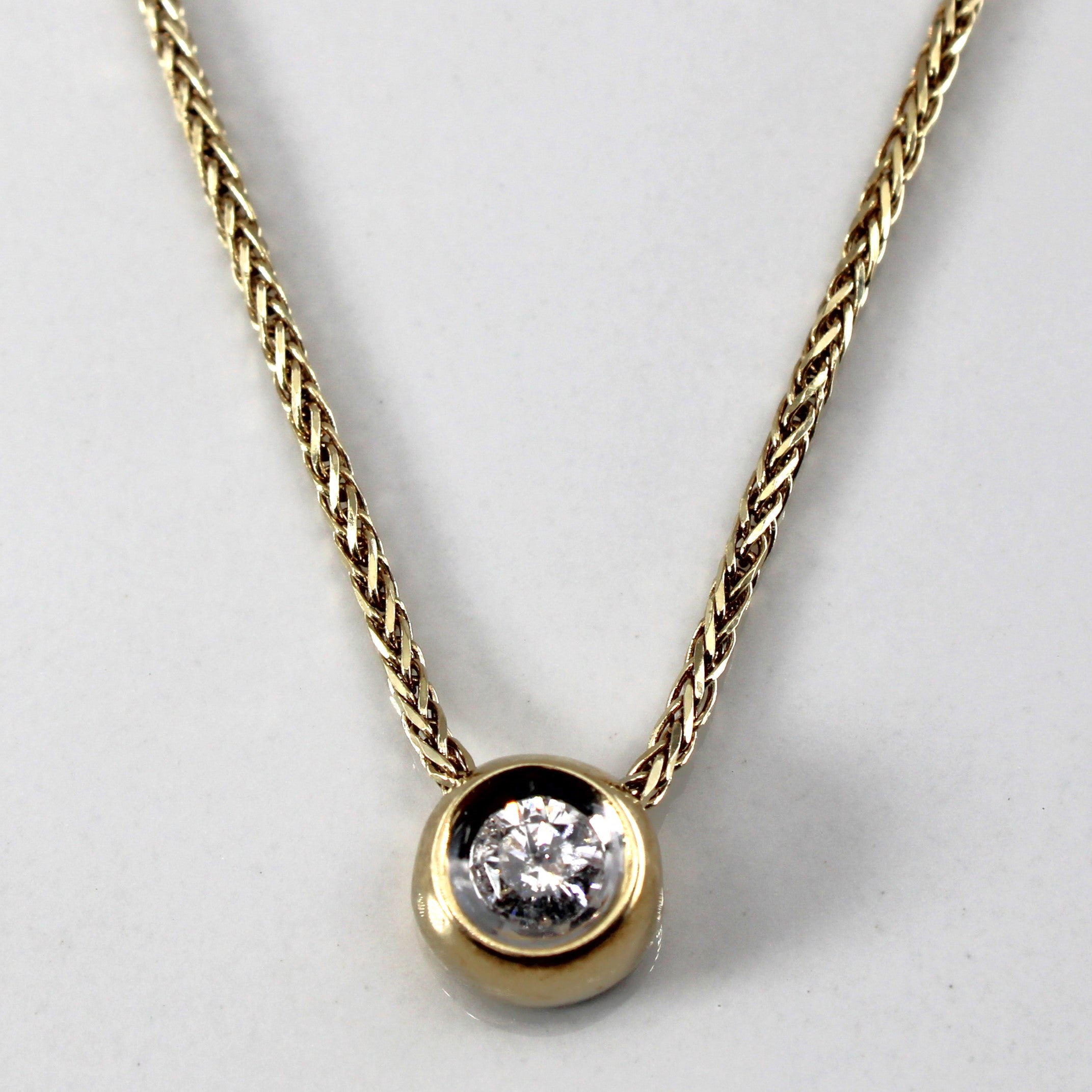 Bezel Set Diamond Pendant Necklace | 0.21ct | 14"| – 100 Ways