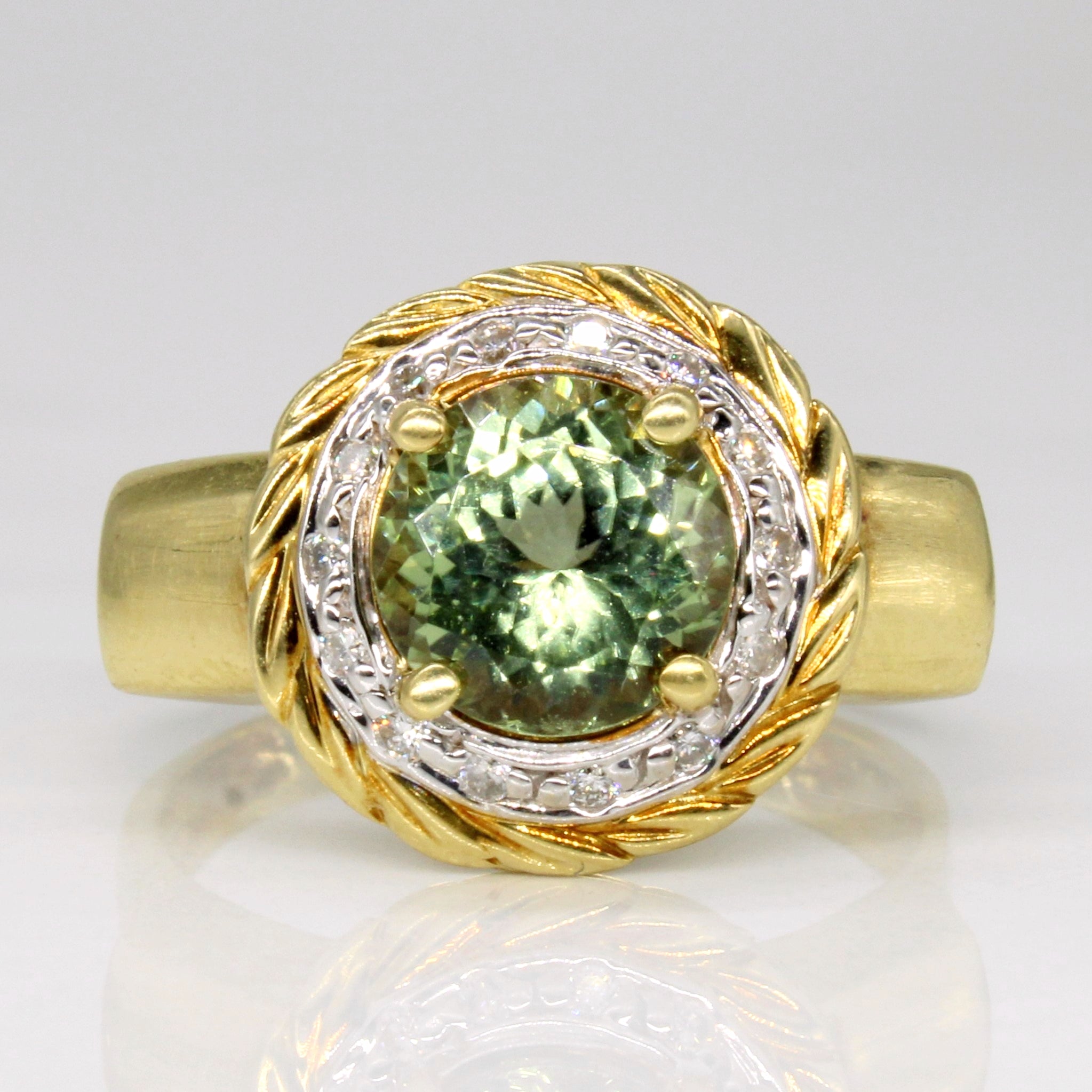 Diamond and Spodumene Cocktail 18k Ring | 0.1ctw, 2 ct | SZ 8.5