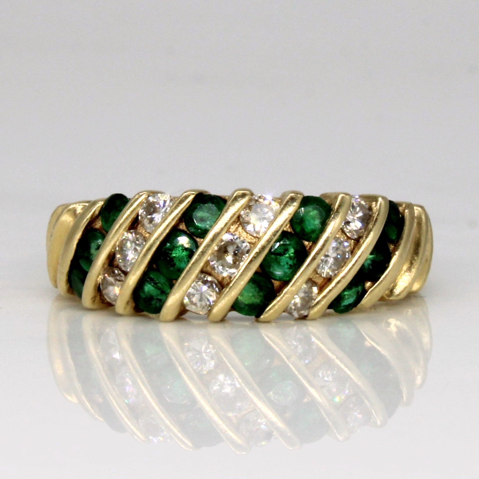 Emerald & Diamond Channel Set Ring | 0.48ctw, 0.36ctw | SZ 6