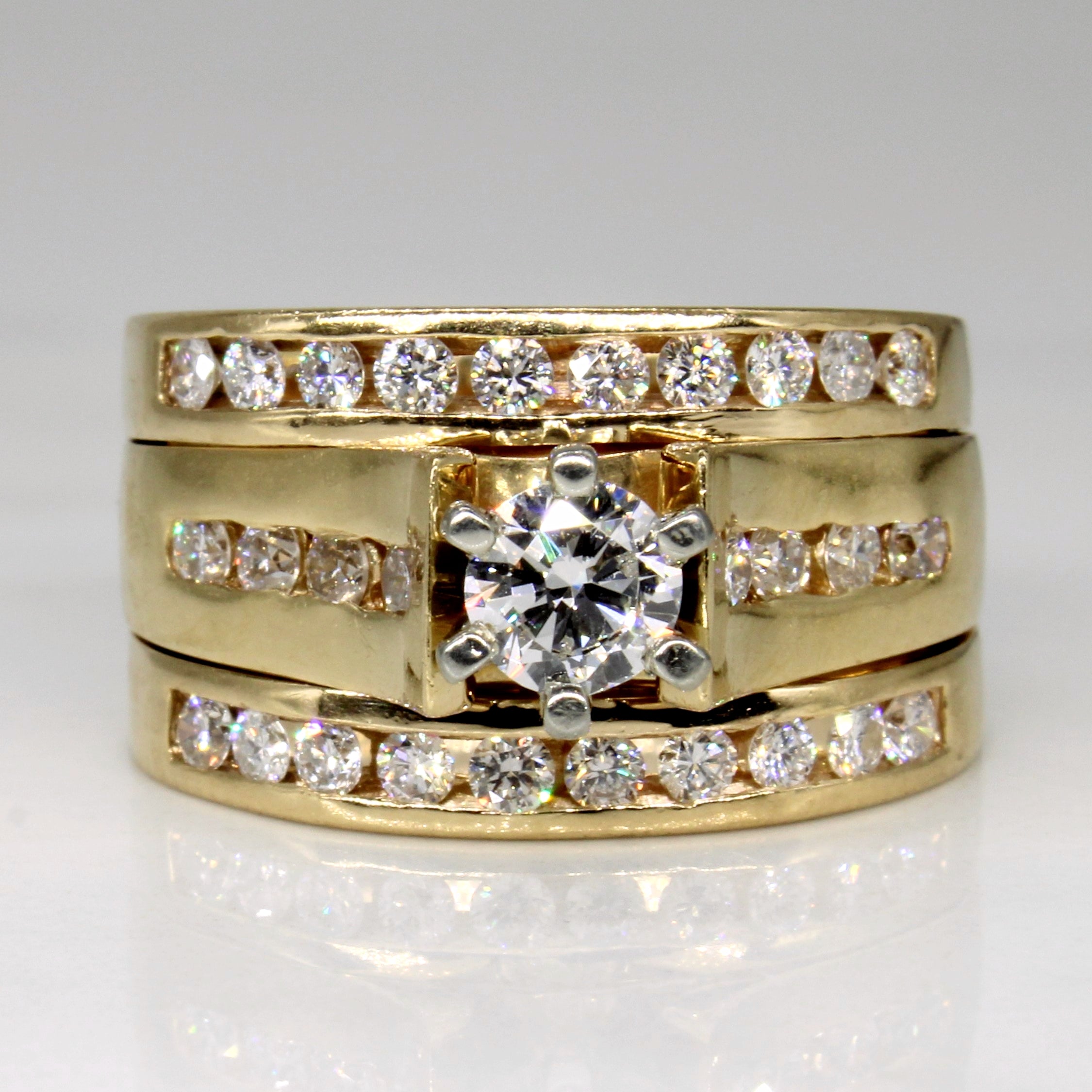 Diamond Fused Wedding Ring Set | 1.20ctw | SZ 8.75 | – 100 Ways