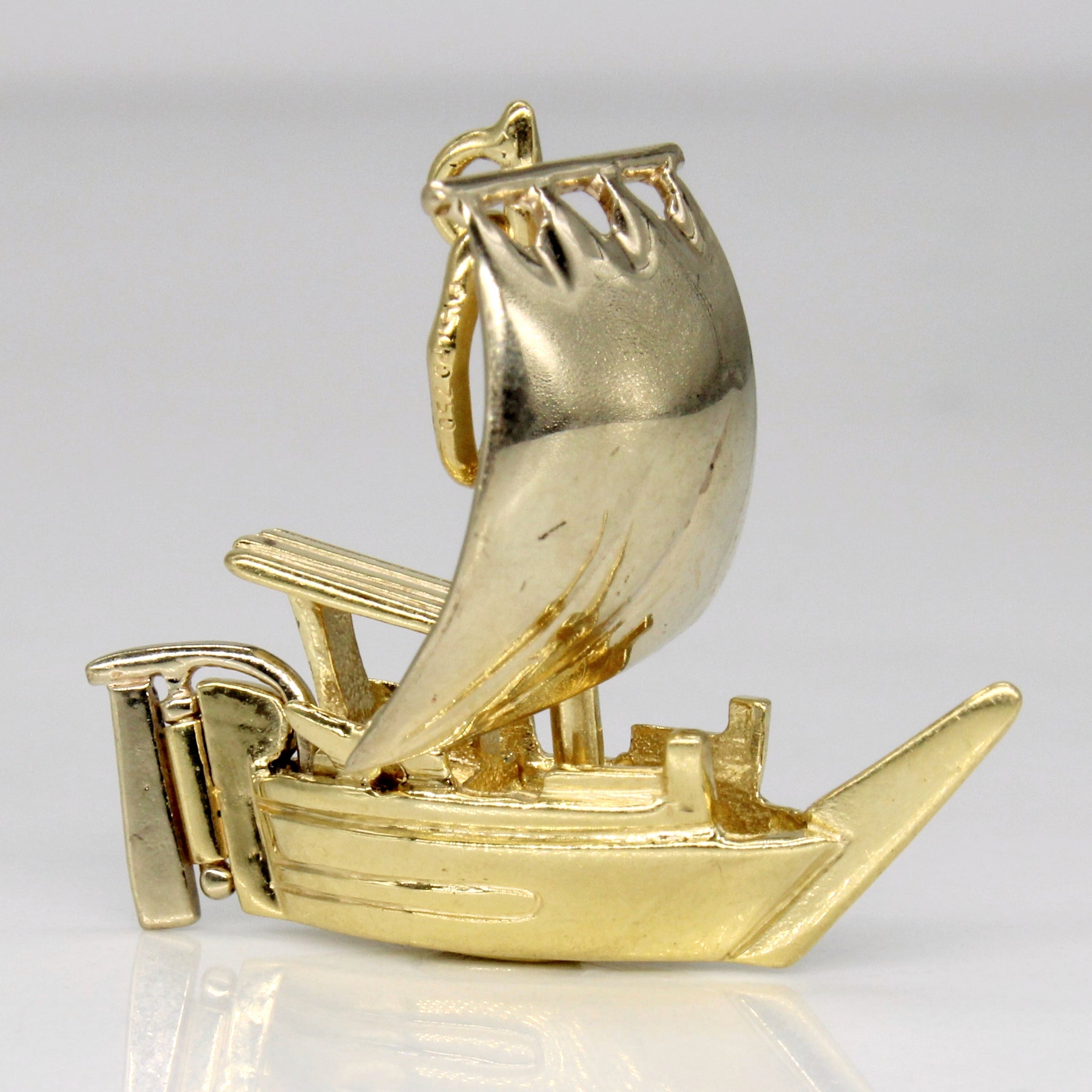 Sidra' 18k Two Tone Gold Sail Boat Charm