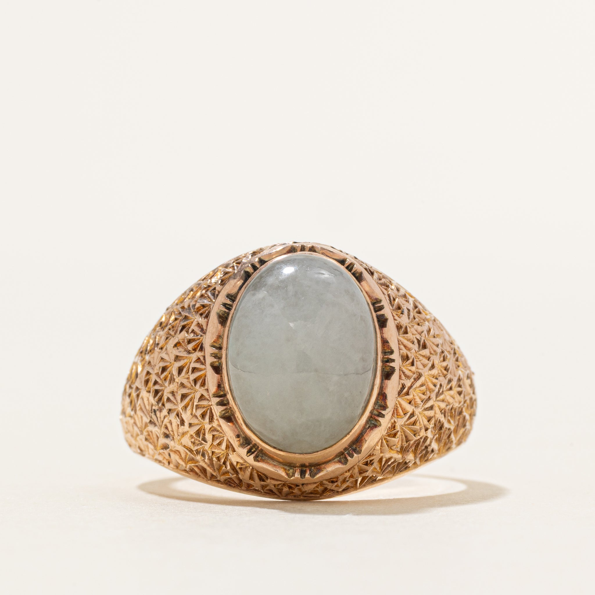 Bezel Set Jadeite Textured Cocktail Ring | 6.26ct | SZ 11.5