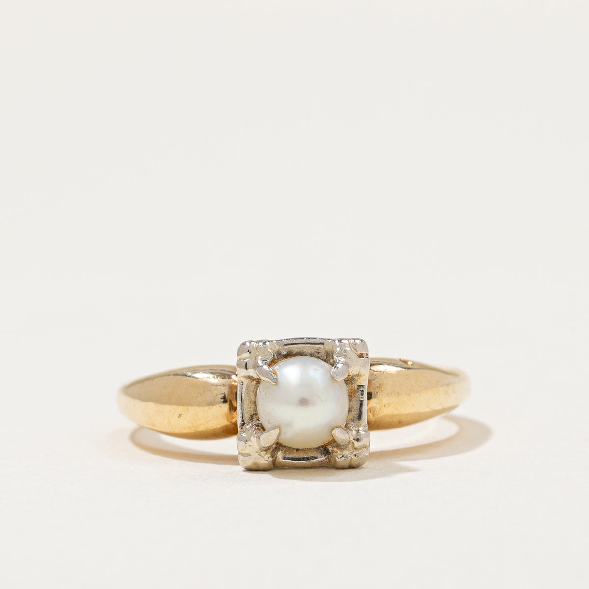 Illusion Set Pearl Solitaire Ring | 0.70 ct | SZ 5.5