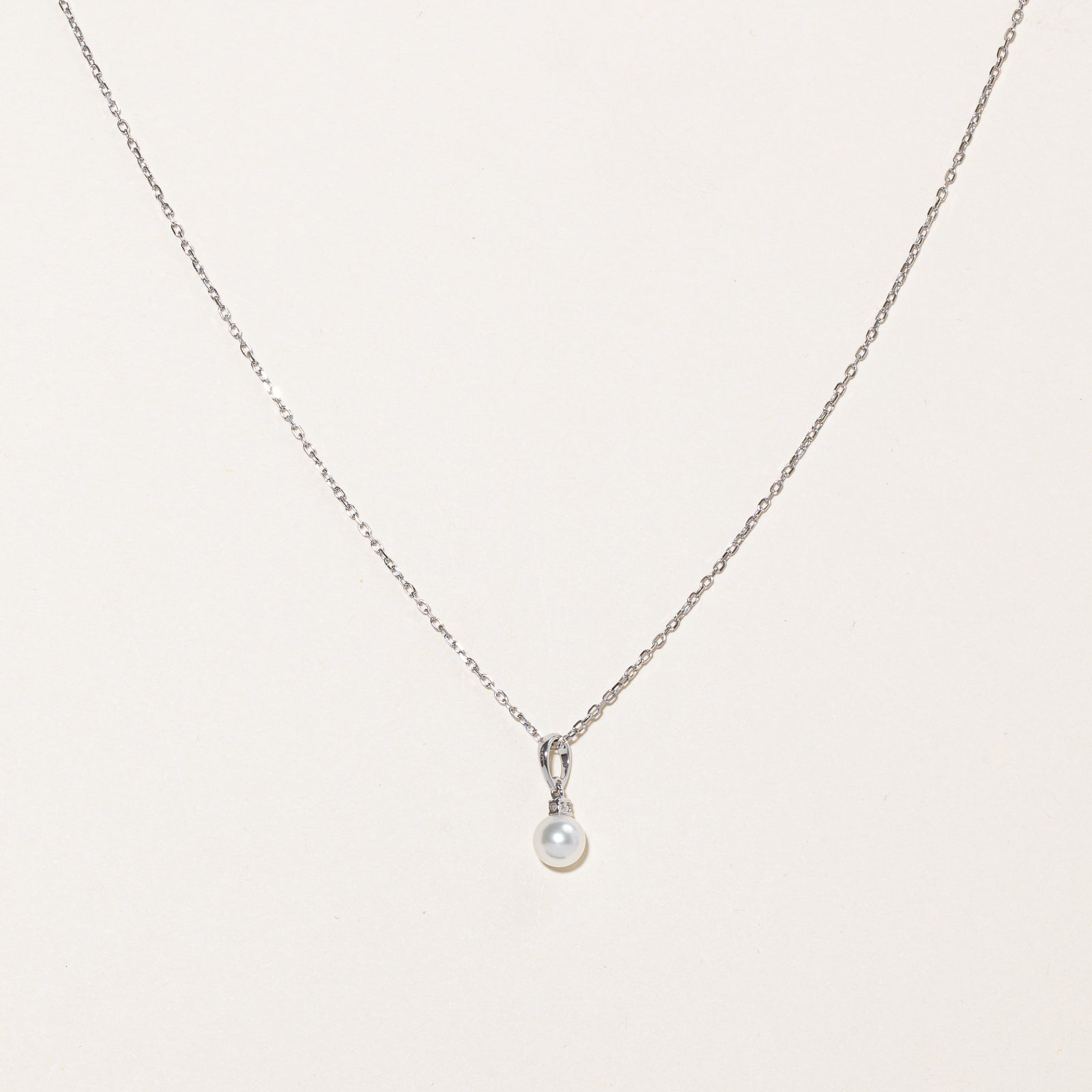 'Mikimoto' Pearl and Diamond Pendant | 6.5mm, 0.03ct