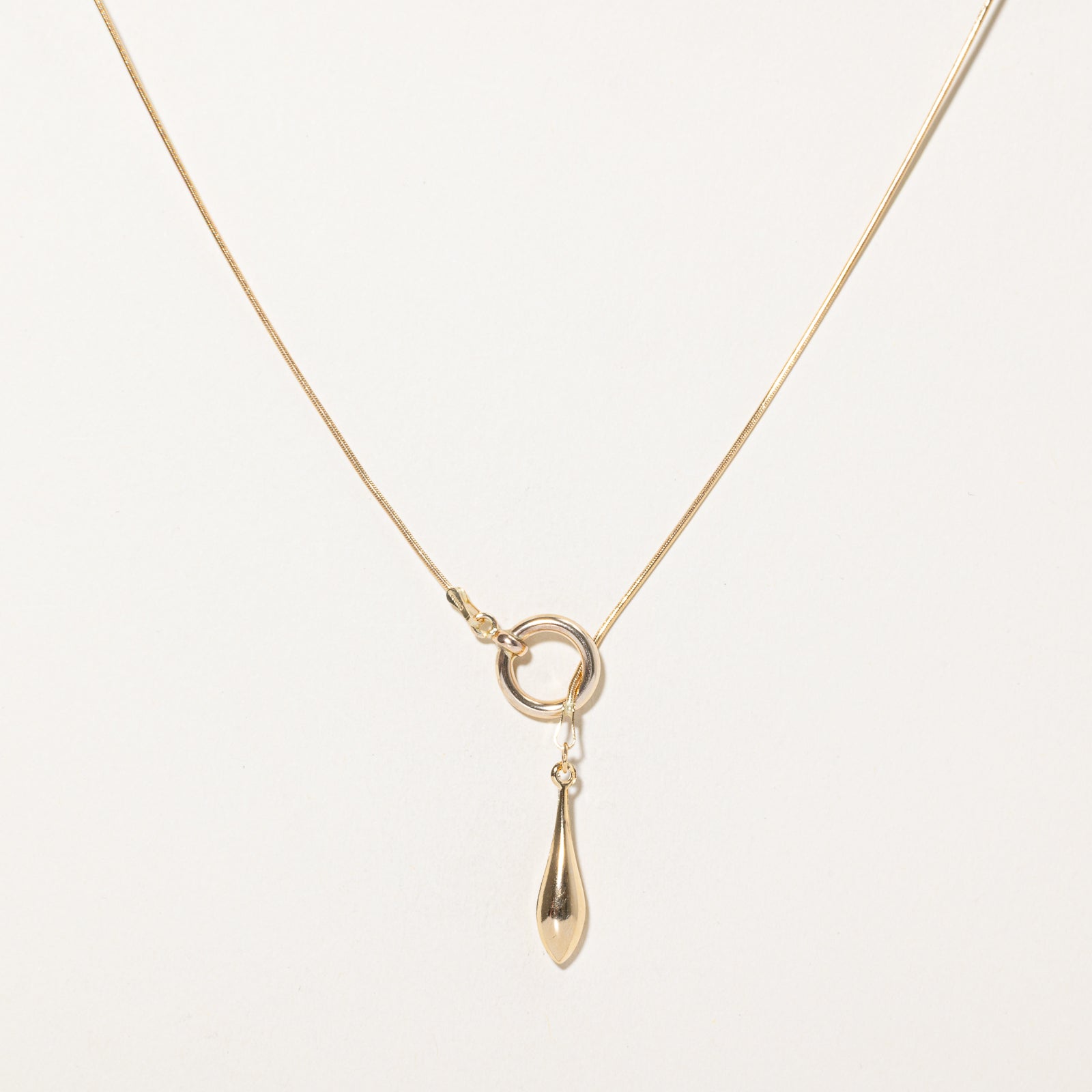 Canadian 10k Yellow Gold Snake Chain Lariat Necklace | 21.5"