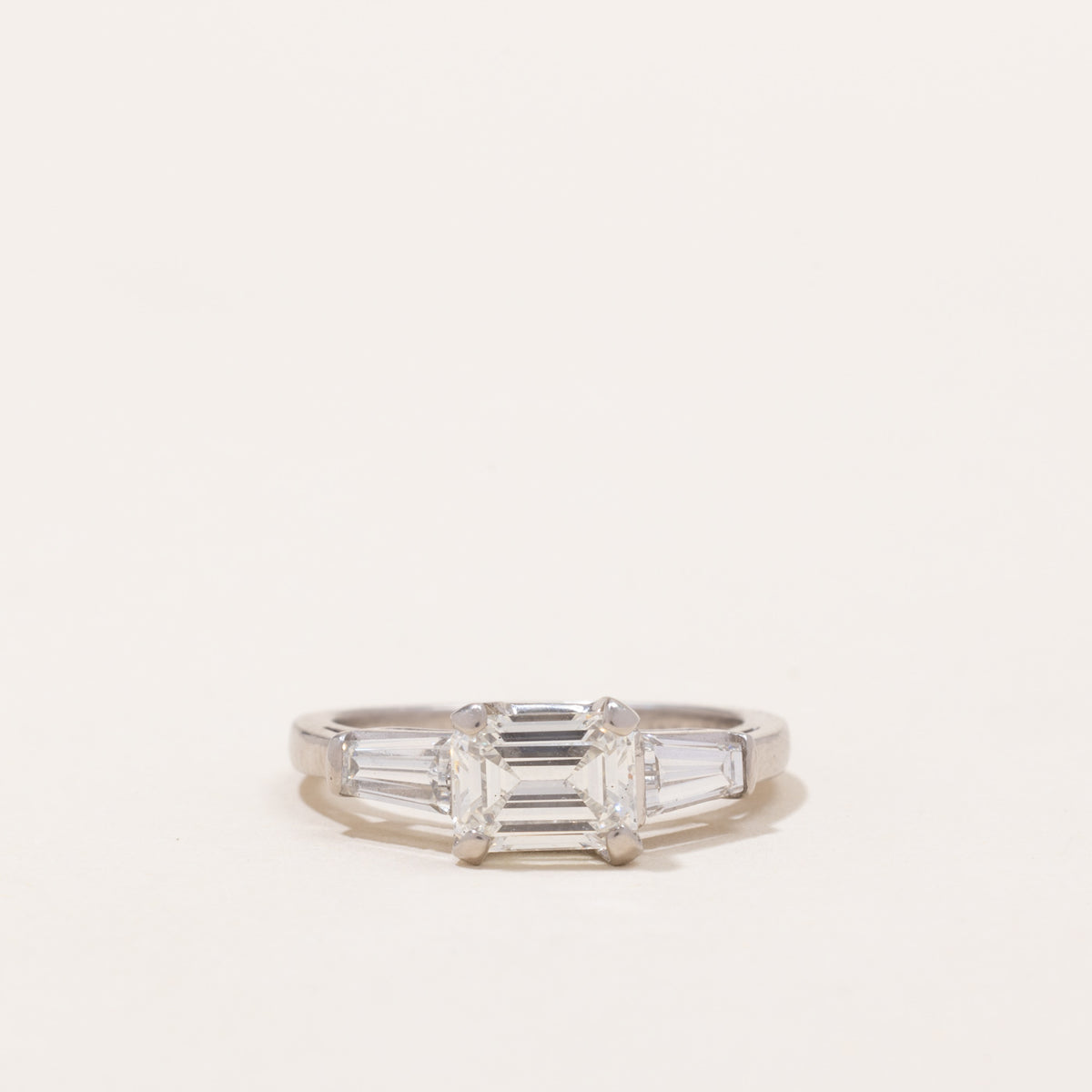 Vintage East-West Diamond Engagement Ring | 0.96ct SI1 H | 0.38ctw | S