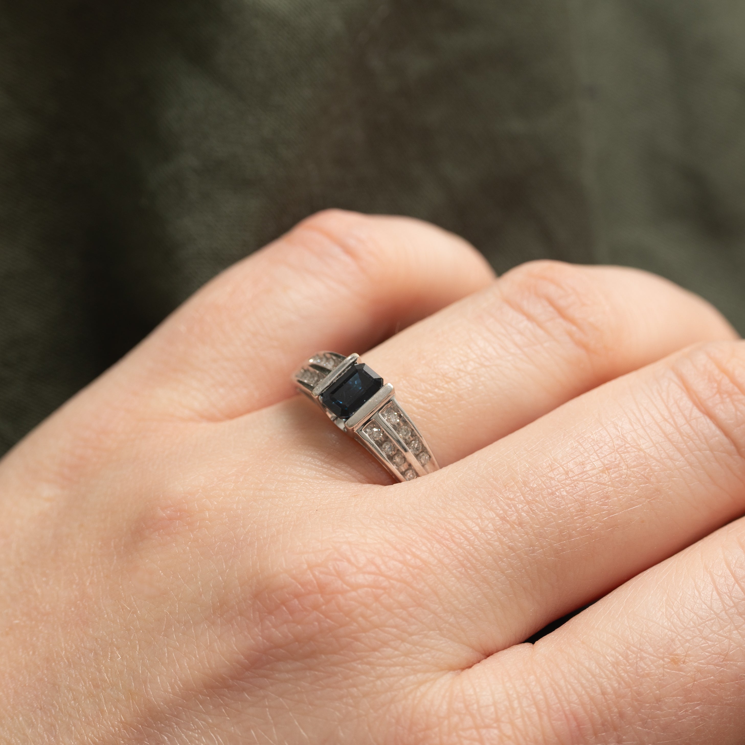 Channel Set Sapphire & Diamond Ring | 0.7ct, 0.08ctw | SZ 7.0