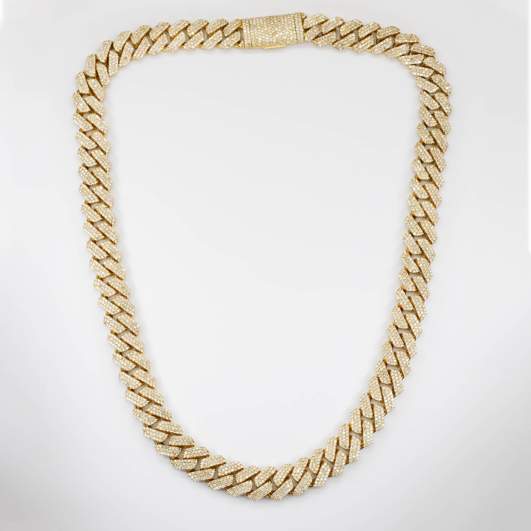 Diamond Cuban Link Necklace with Fold Over Bar Clasp | 21.5" | 24.28 c ...
