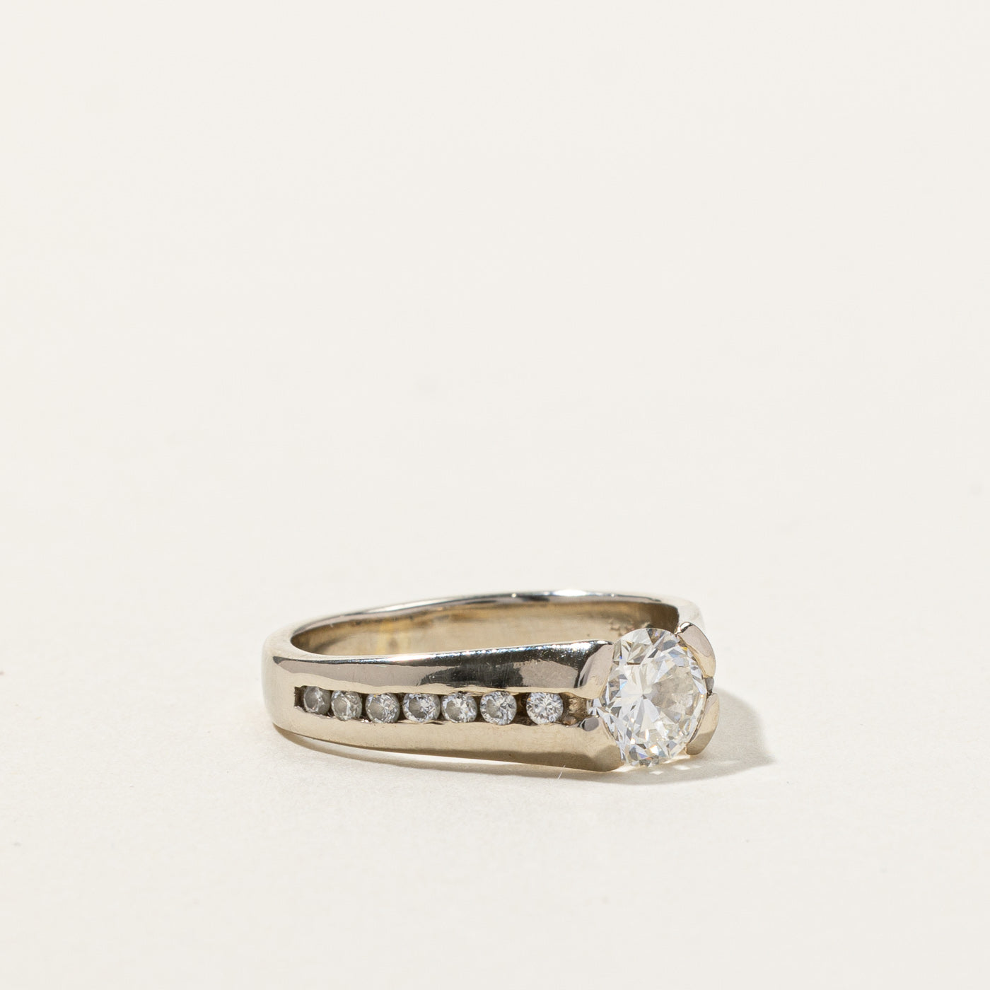 Channel Diamond Engagement Ring | 0.95ctw VS1 H | SZ 5.5